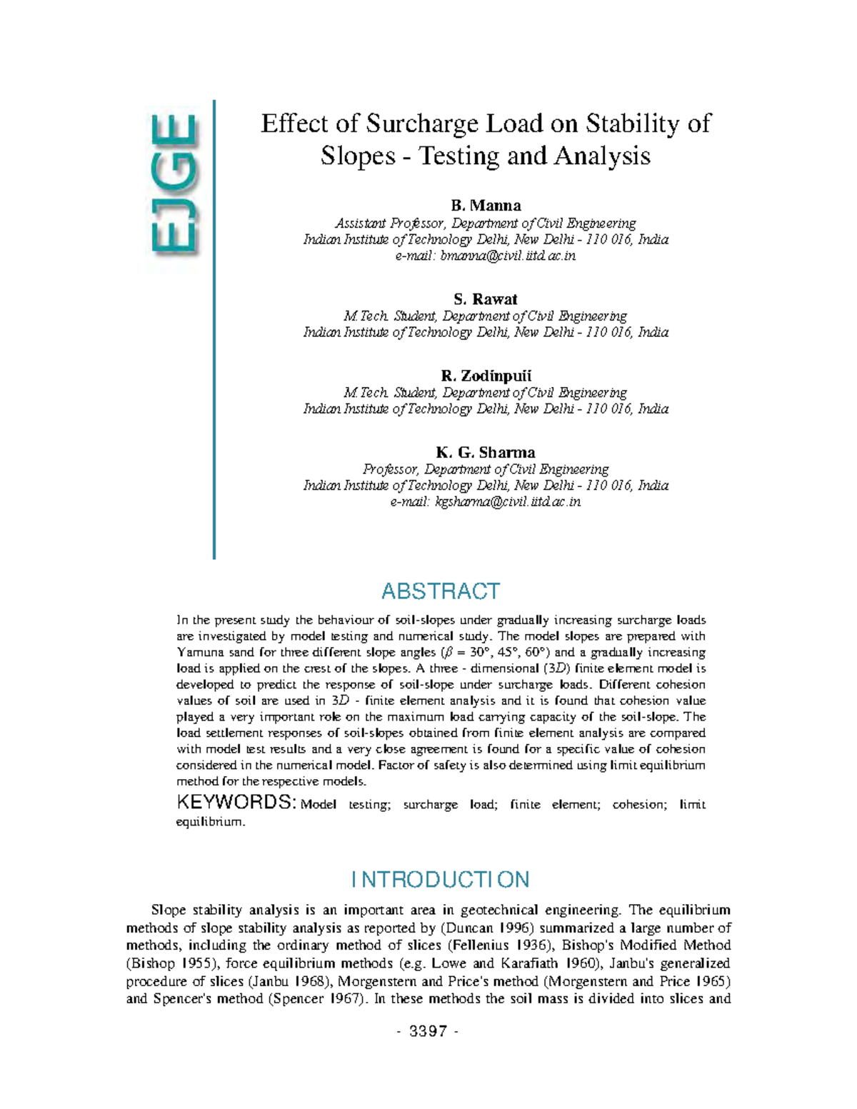 Effectof Surcharge Loadon Stability EGJE - Effect of Surcharge Load on ...