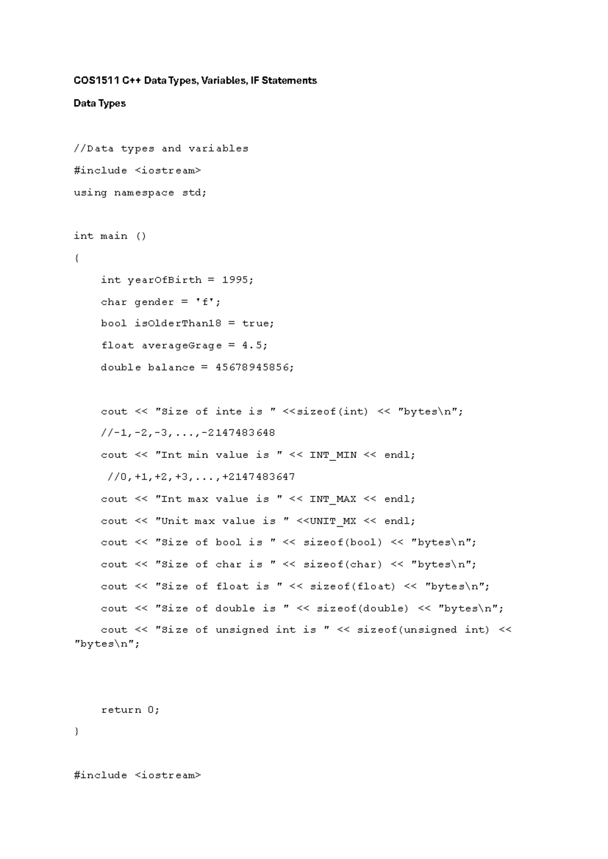 COS1511 - ..,- 2147483648 cout