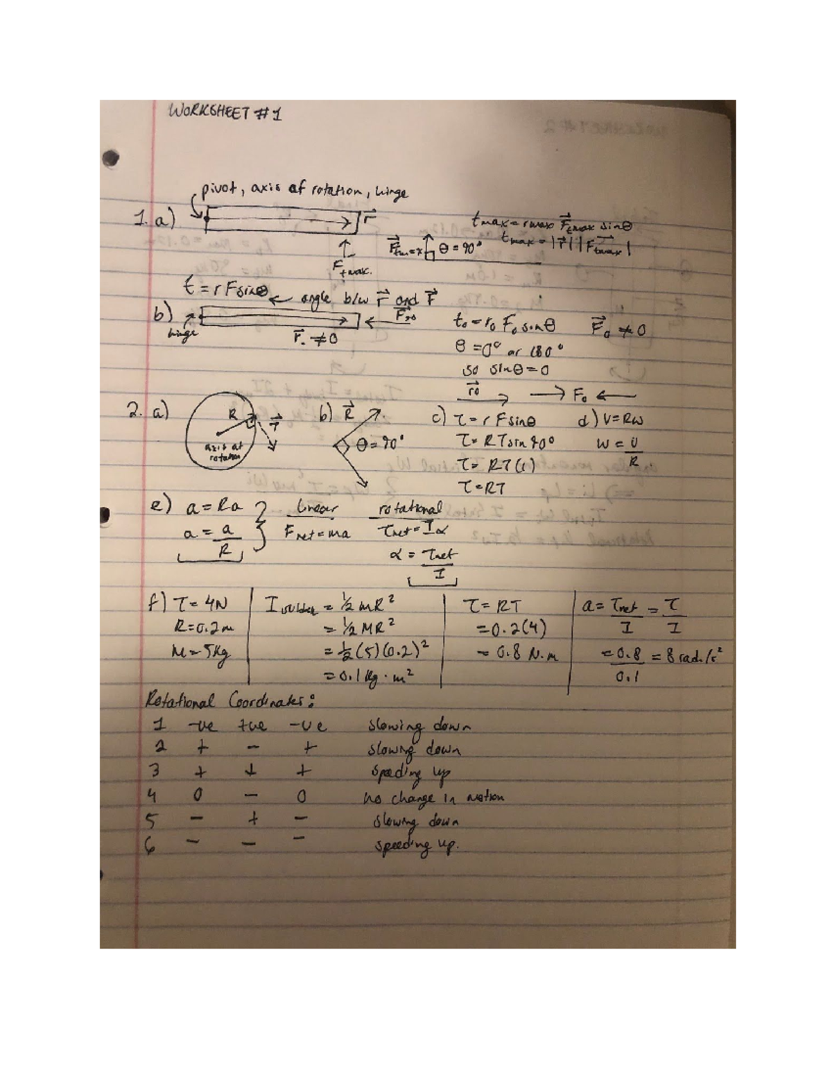 Phys 111 Week 11 Worksheets - WORKSHEET 1 pivot, axis of rotation, hinge 1. a) tmaxermax FEMax ...