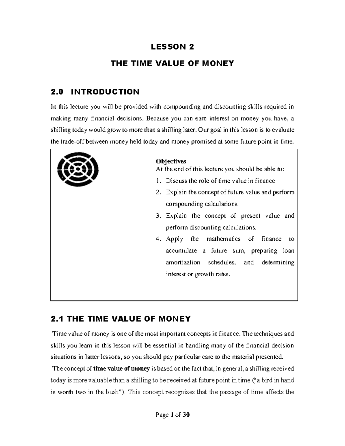 Lesson 2-TIME Value OF Money - LESSON 2 THE TIME VALUE OF MONEY 2 ...