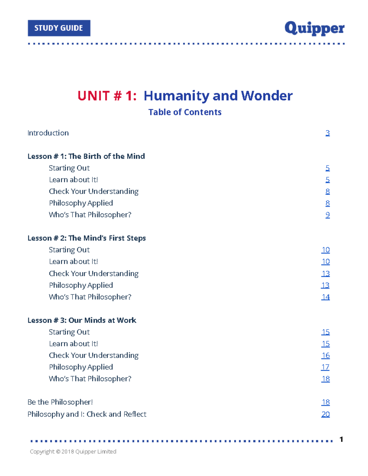 Introduction to Philosophy - UNIT # 1: —— Humanity and Wonder Table of ...