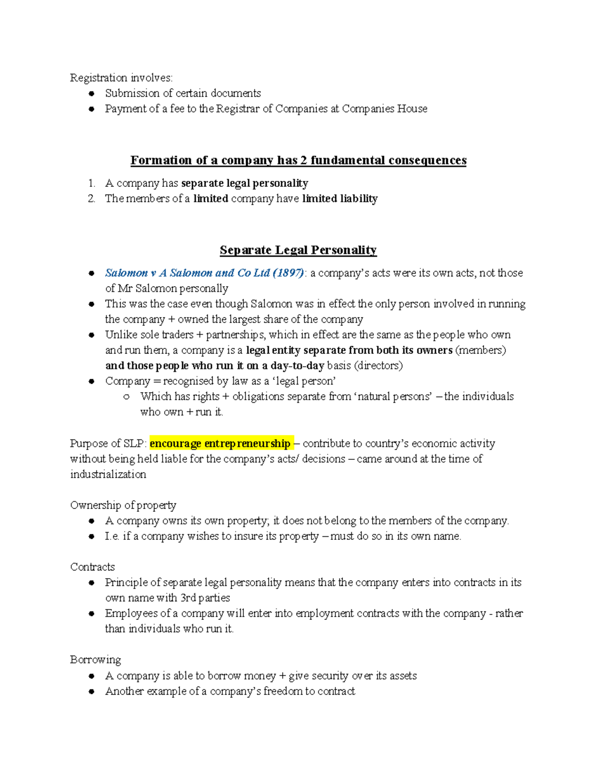 Separate Legal Personality + Groups of Companies - Registration ...