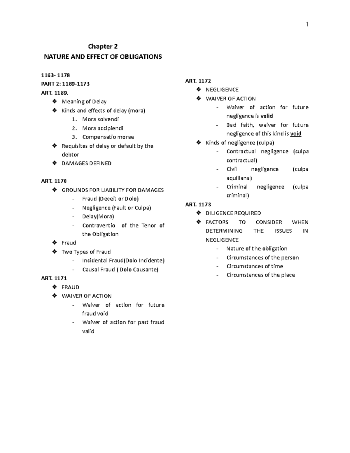 CHAP 2 PART 2 BLAW - Chapter 2 NATURE AND EFFECT OF OBLIGATIONS 1163 ...