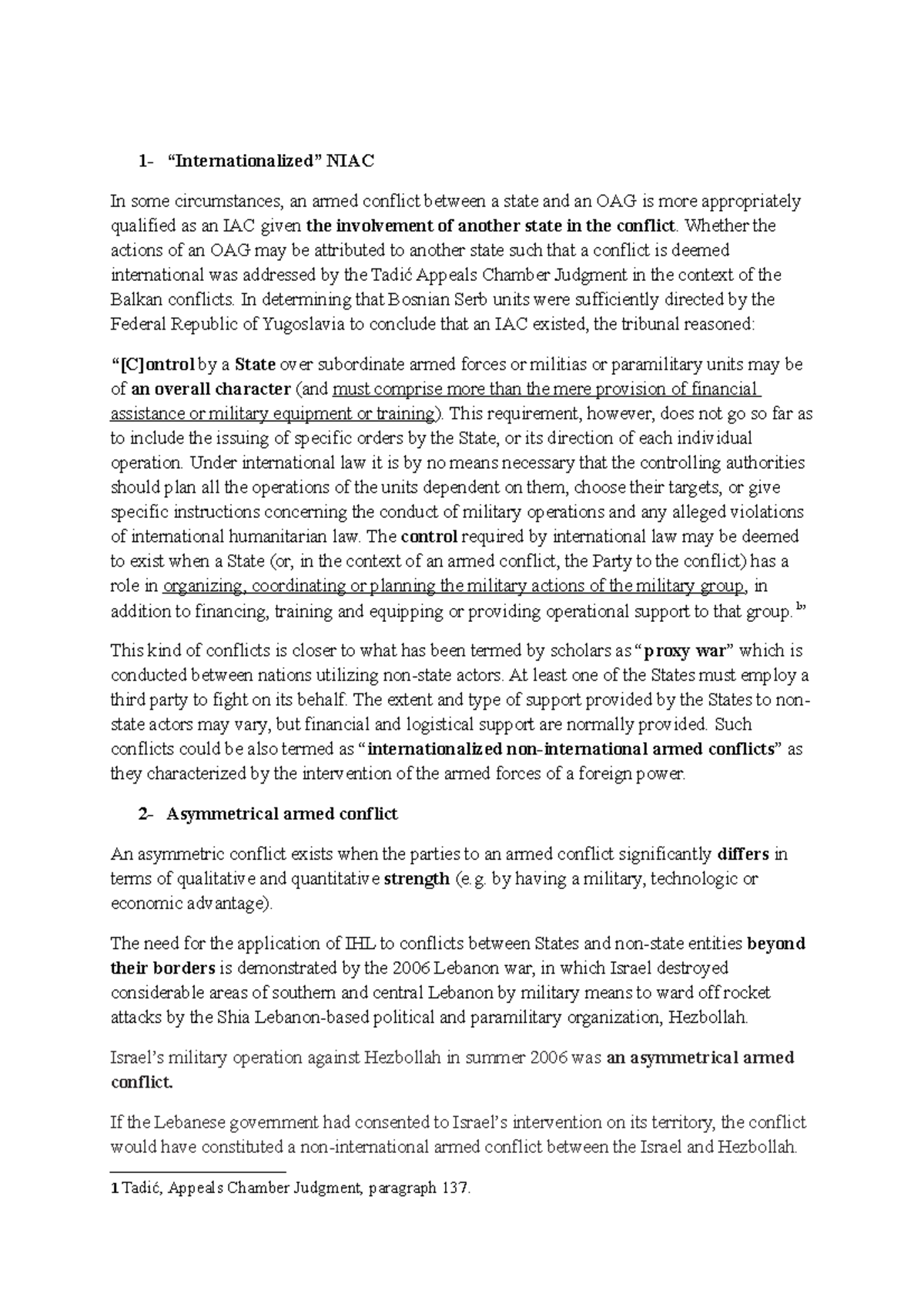 IHL chapter 3 part 2 scope of application - 1- “Internationalized” NIAC ...