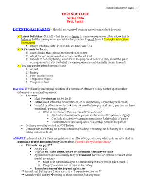Torts RULE Outline - 1) VICARIOUS LIABILITY Generally i. Christenson v ...