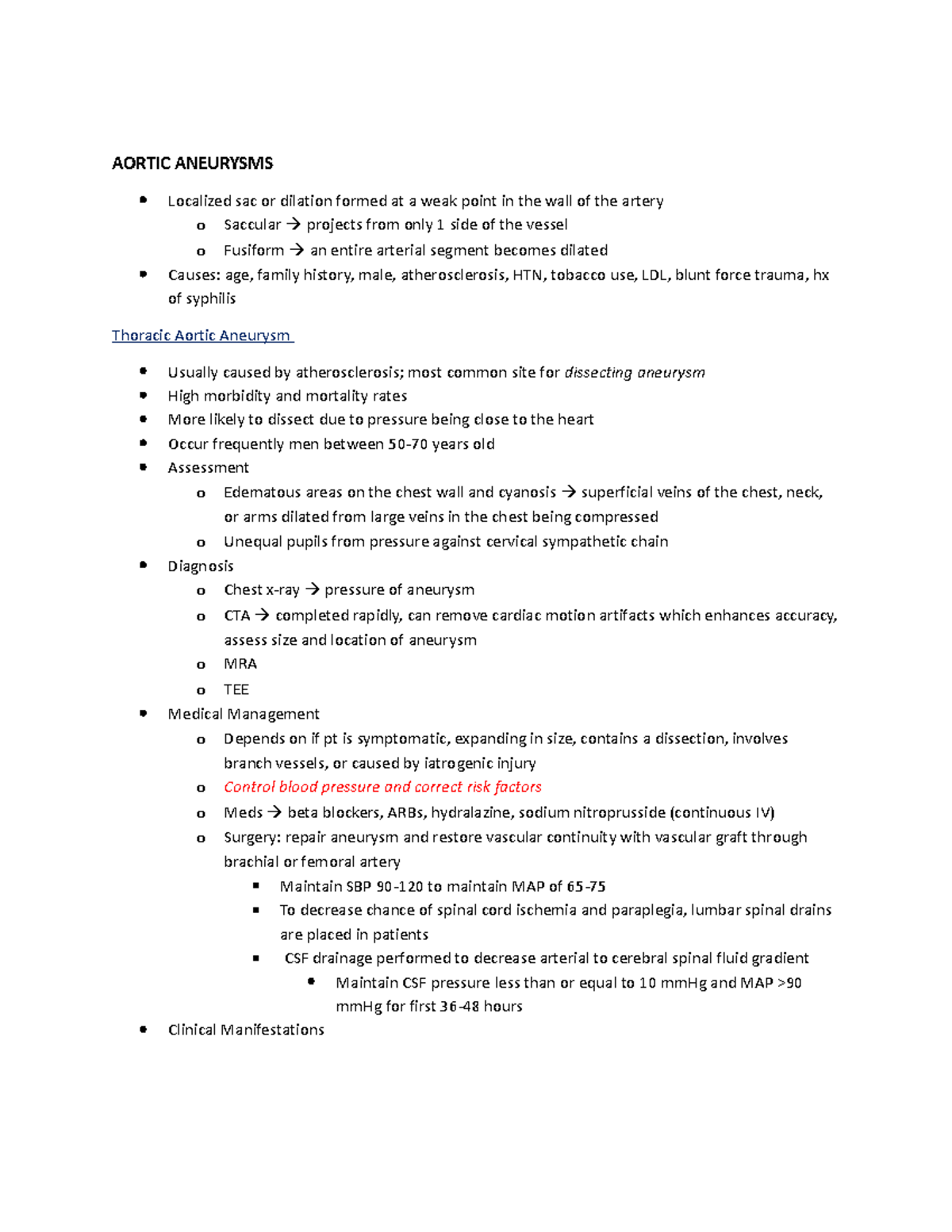 Exam 4 - study guide for triple aaa, dic, shock - AORTIC ANEURYSMS ...