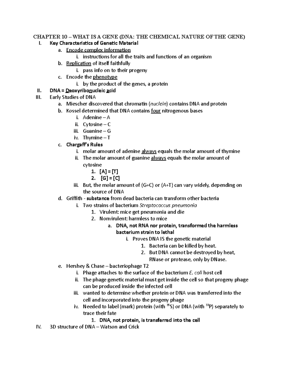 2021 Genetics lecture notes week10 - CHAPTER 10 – WHAT IS A GENE (DNA ...