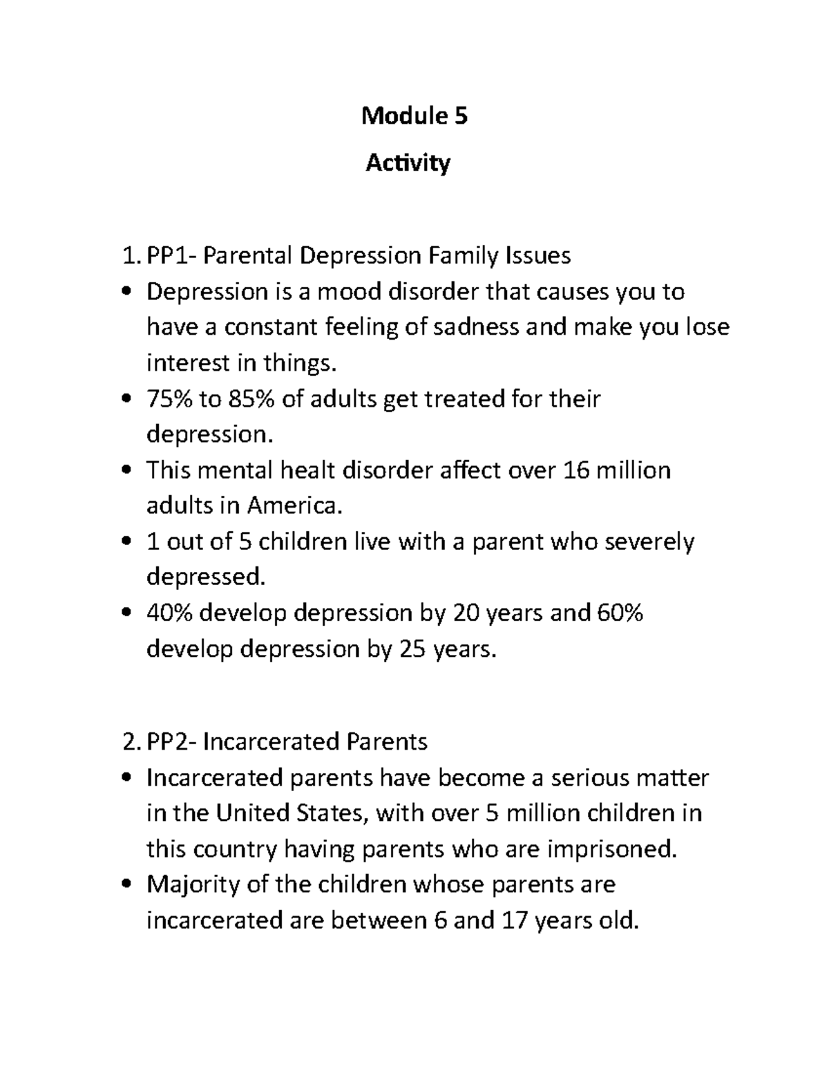 Module 5 - Can be used as a reference - Module 5 Activity 1- Parental ...