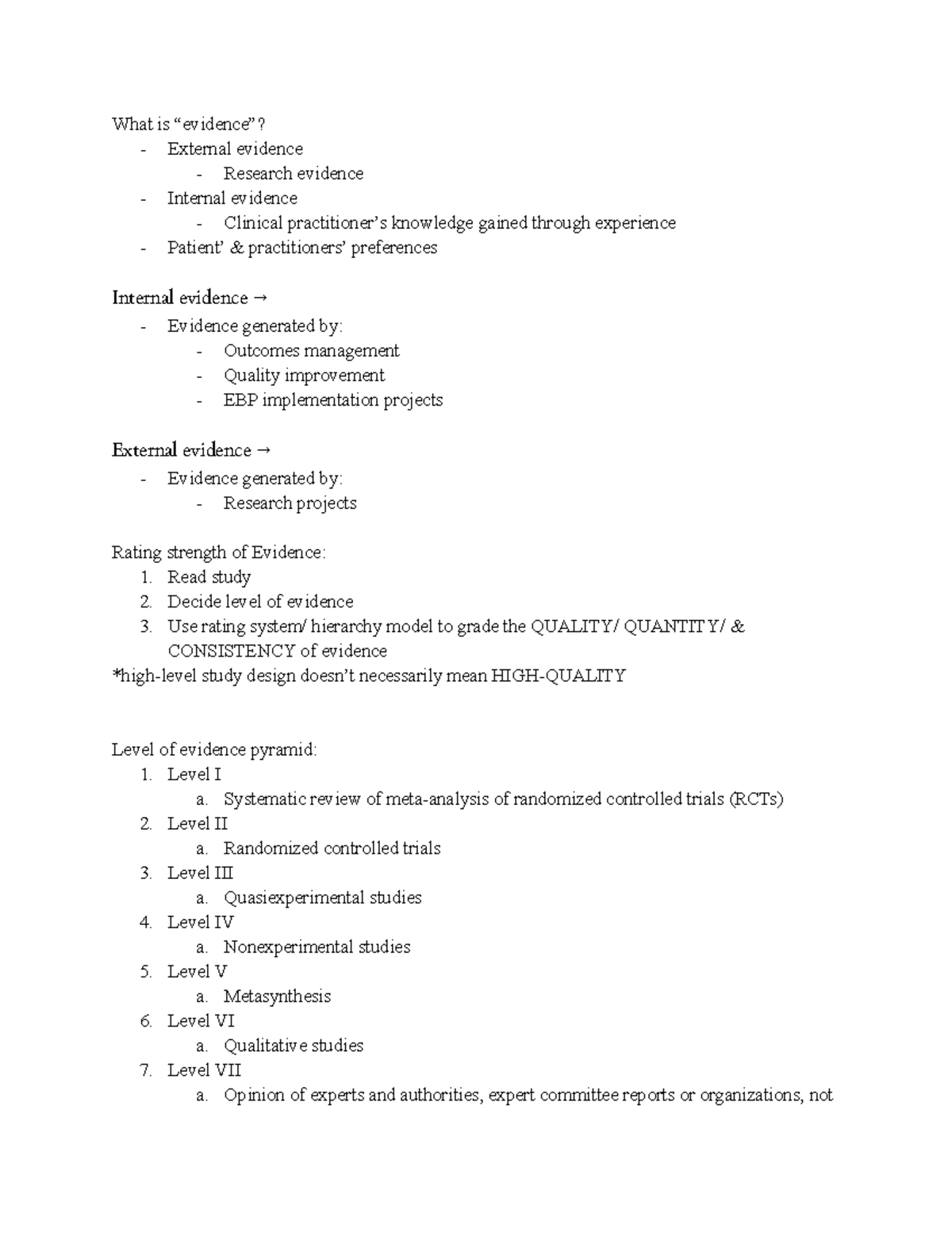 Class 3 Lecture Evidence-based Practice - What is “evidence ...