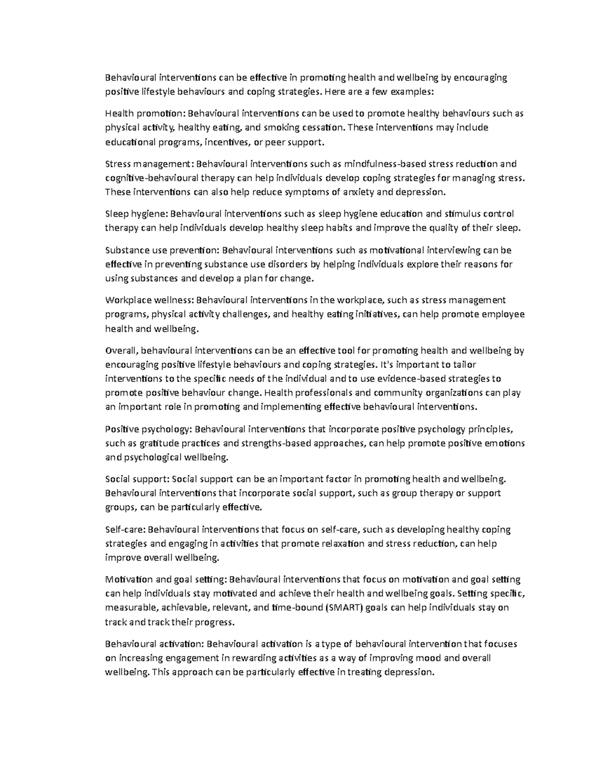 Health and wellbeing - Here are a few examples: Health promotion ...