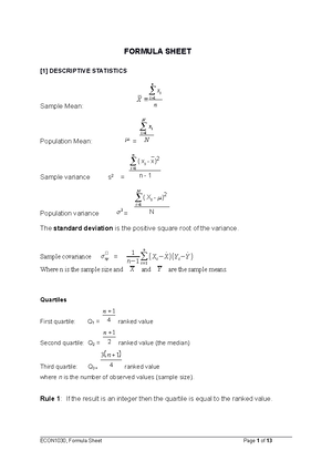 Normal distribution notes - ECON1030 - Evaluating normality - Studocu
