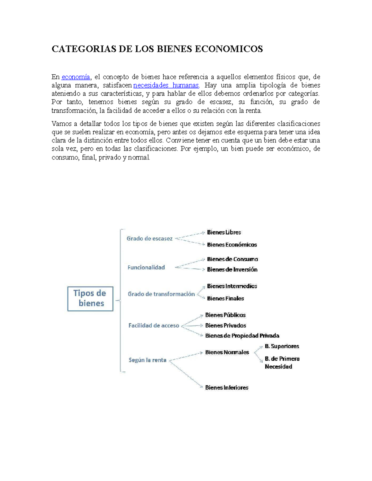 Categorias DE LOS Bienes TEMA 1 - CATEGORIAS DE LOS BIENES ECONOMICOS ...