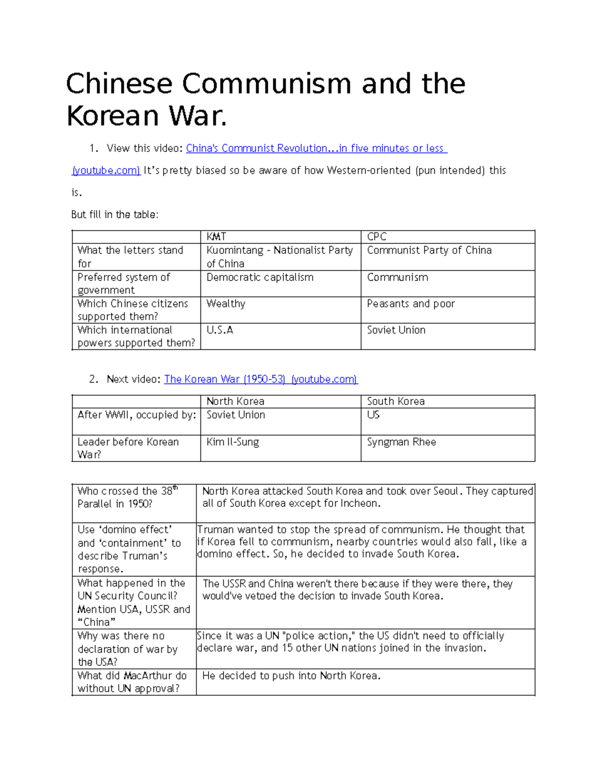 Chinese Communism and the Korean War - 1. View this video: China's ...