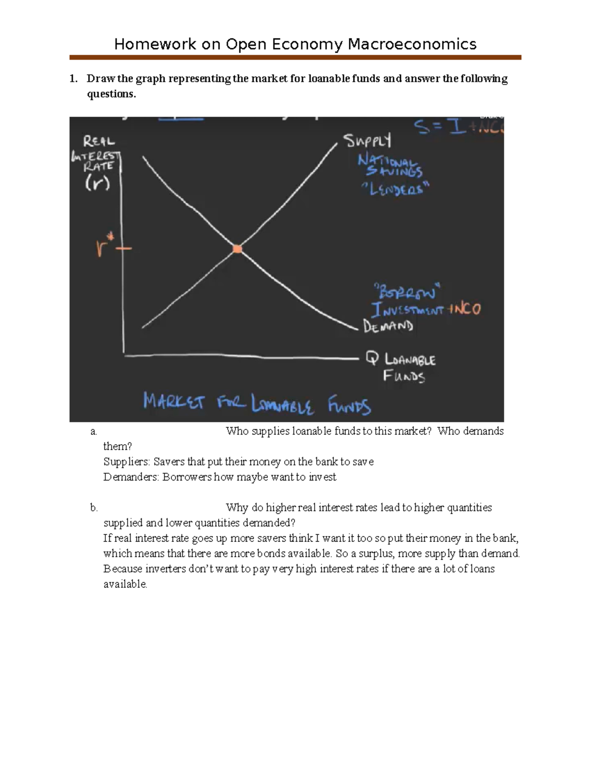 Homework due for Week 6 Training - Exercises on Open Economy and ...