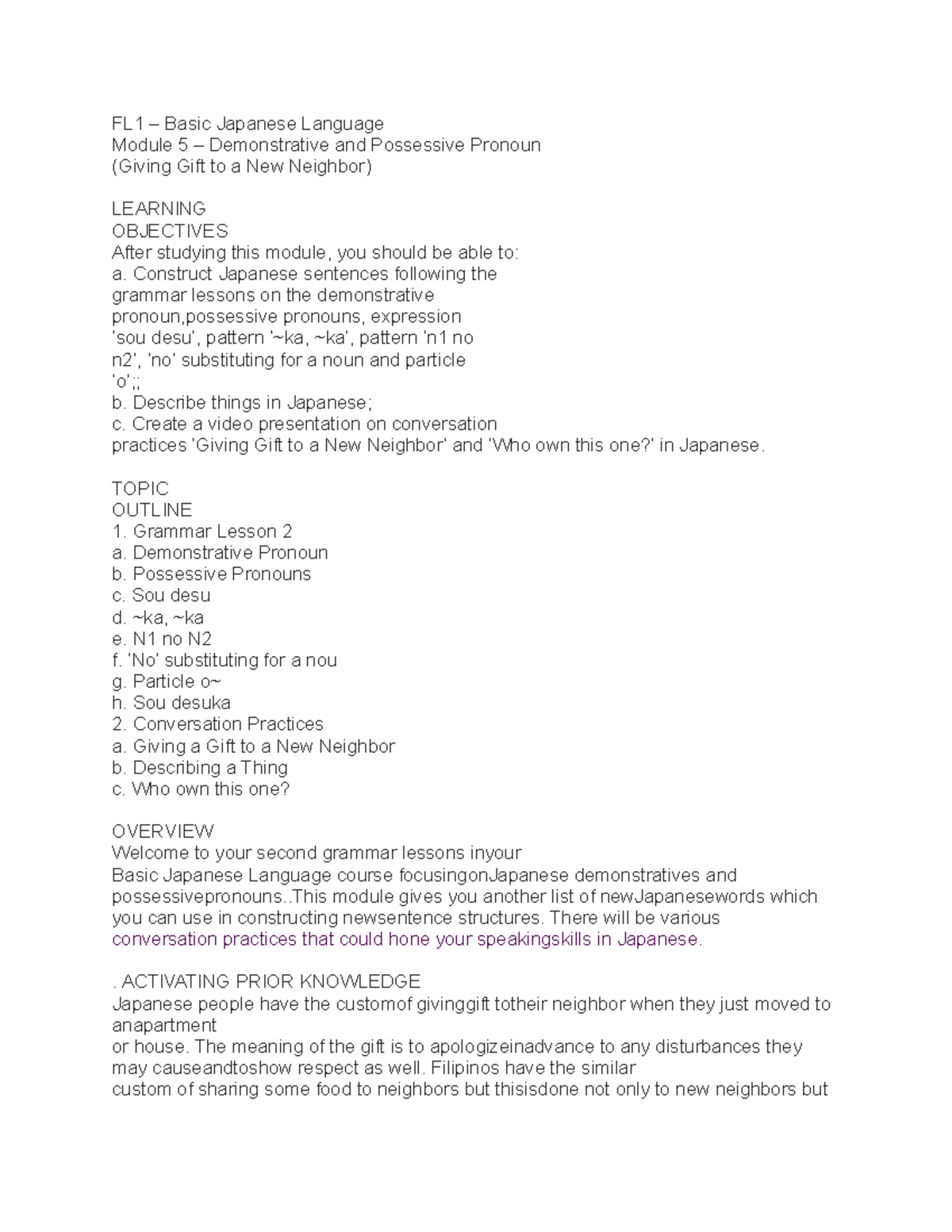 Demonstrative and Possessive Pronoun - FL1 – Basic Japanese Language ...