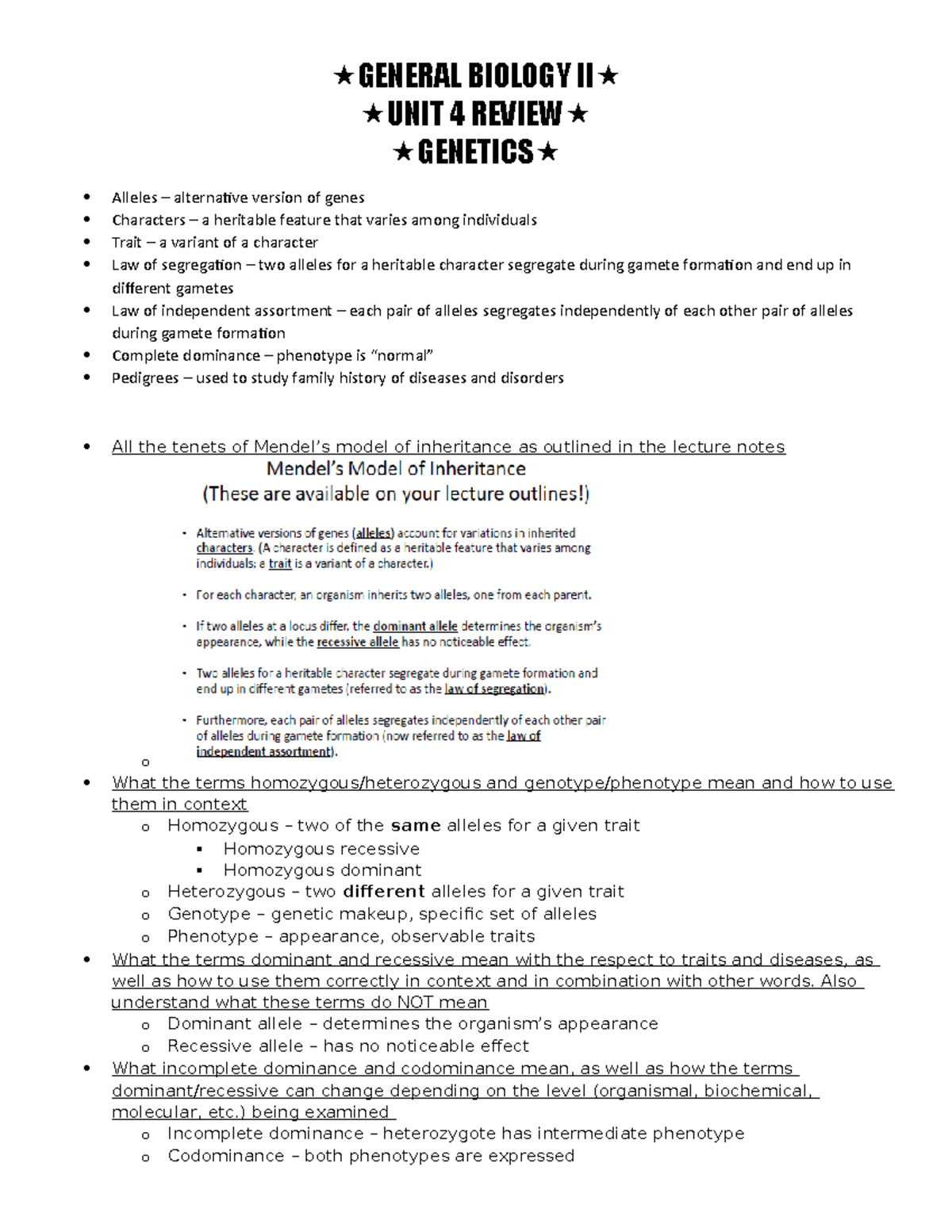 Biology II Unit 4 Exam Review over Chapters 13-17 - GENERAL BIOLOGY II ...