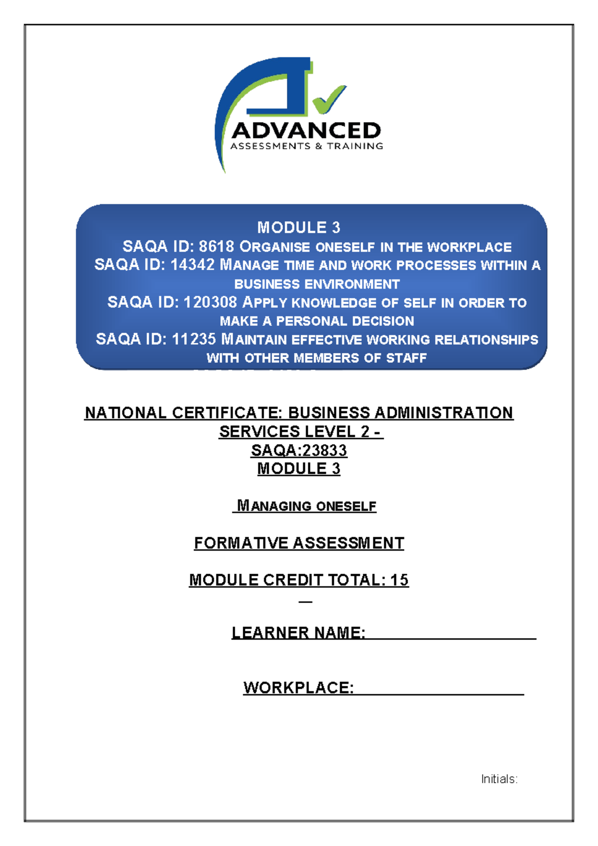 Module 3 FA - Want to get answers for the assignment - MODULE 3 SAQA ID ...