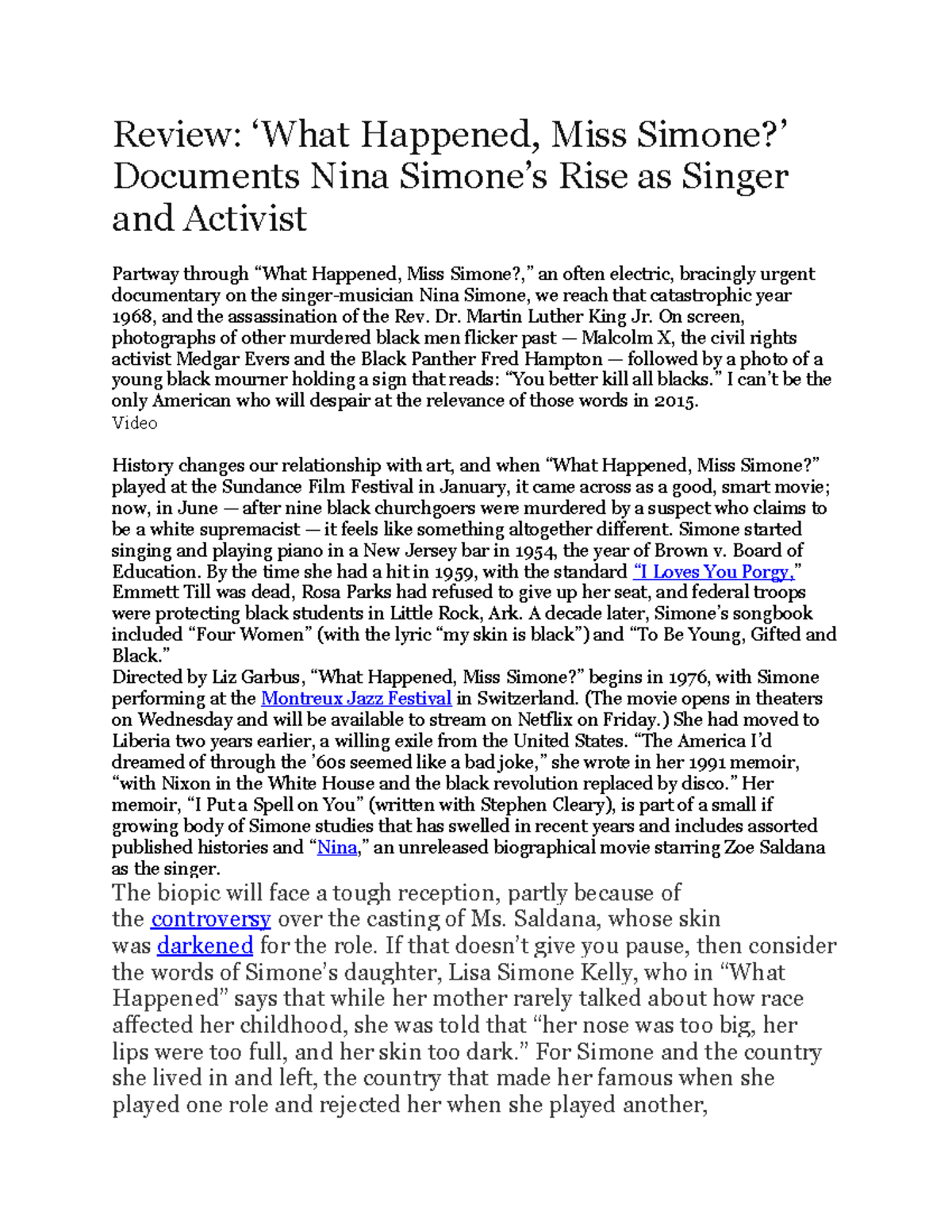 13th Movies review - Ethnic - Review: ‘What Happened, Miss Simone ...