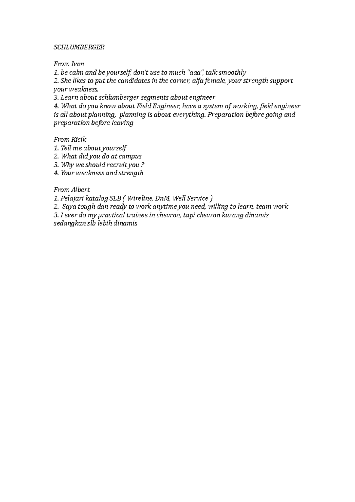 - SLB Test - SCHLUMBERGER From Ivan be calm and be yourself, don’t use ...