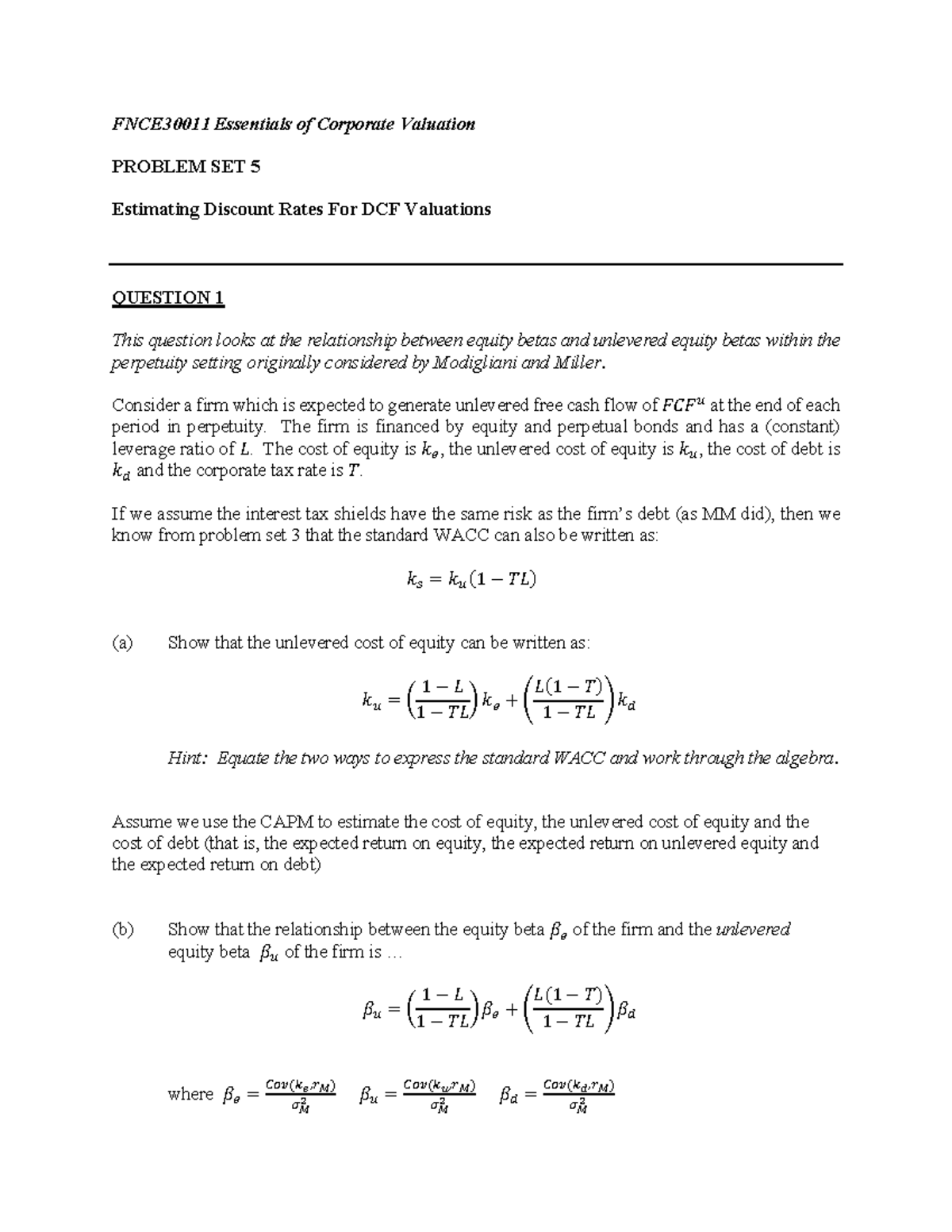 5 30011 Discount Rates Problem Set 23 - FNCE30011 Essentials of ...