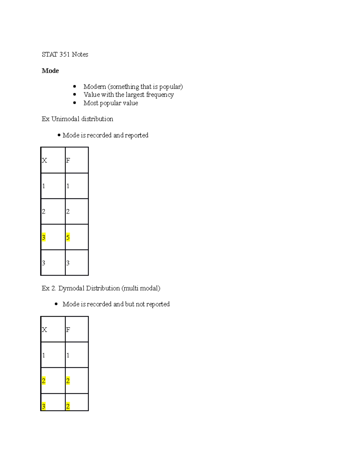Stat 351 Note12 Detailed Notes Stat 351 Notes Mode Modern
