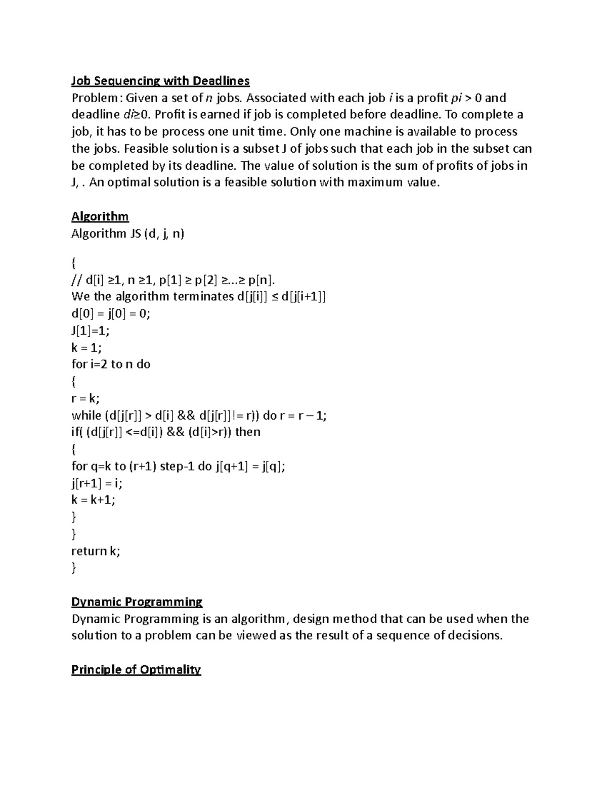 Aad-part12 - Lecture notes 12 - Job Sequencing with Deadlines Problem ...