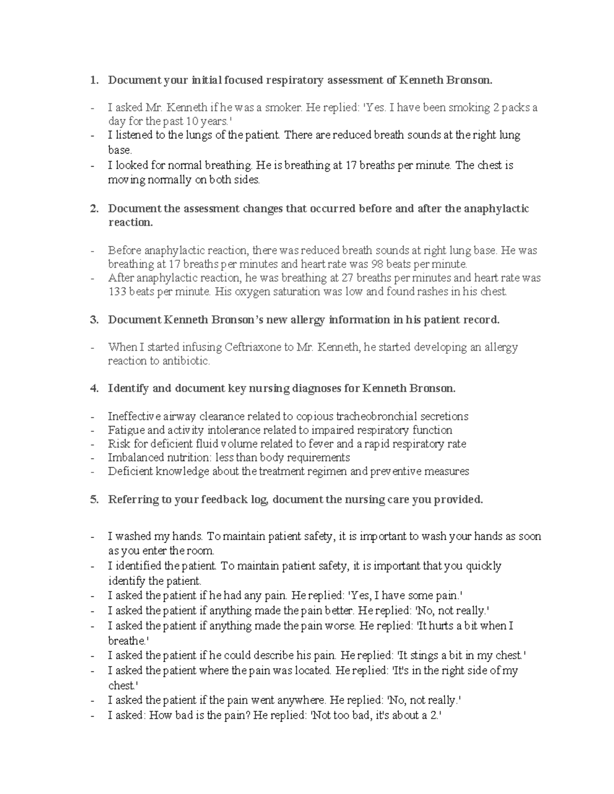 VSIM 1 Documentation - Vsim - Document your initial focused respiratory ...