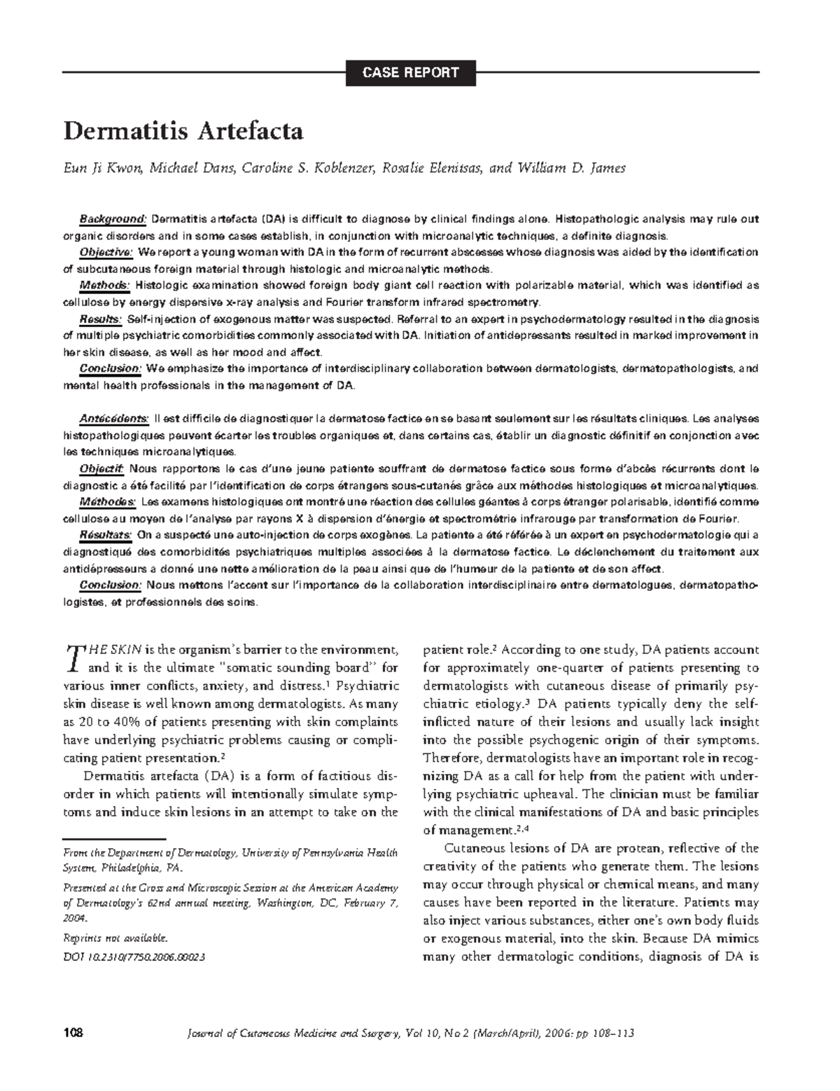 Dermatitis artefacta - CASE REPORT Dermatitis Artefacta Eun Ji Kwon ...