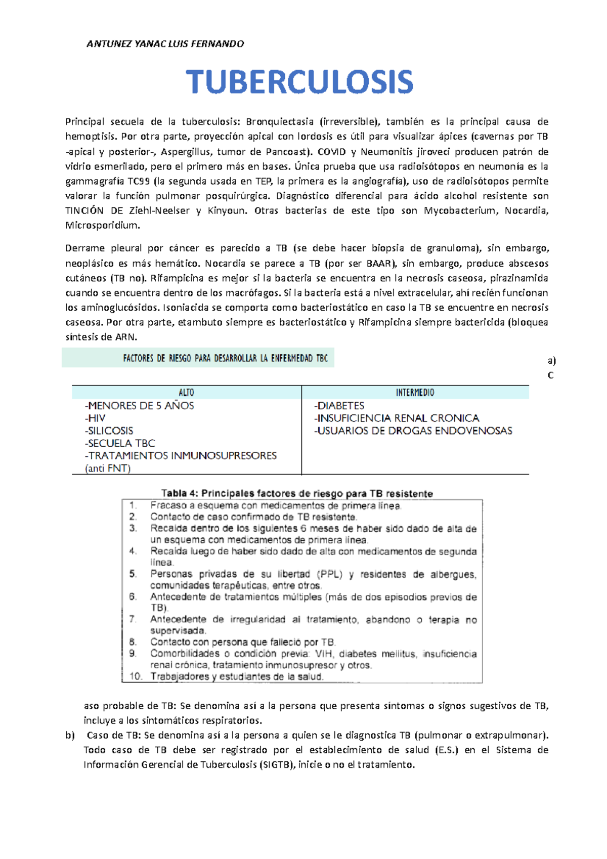 Tuberculosis - informe en base a actualizacion de articulos ...