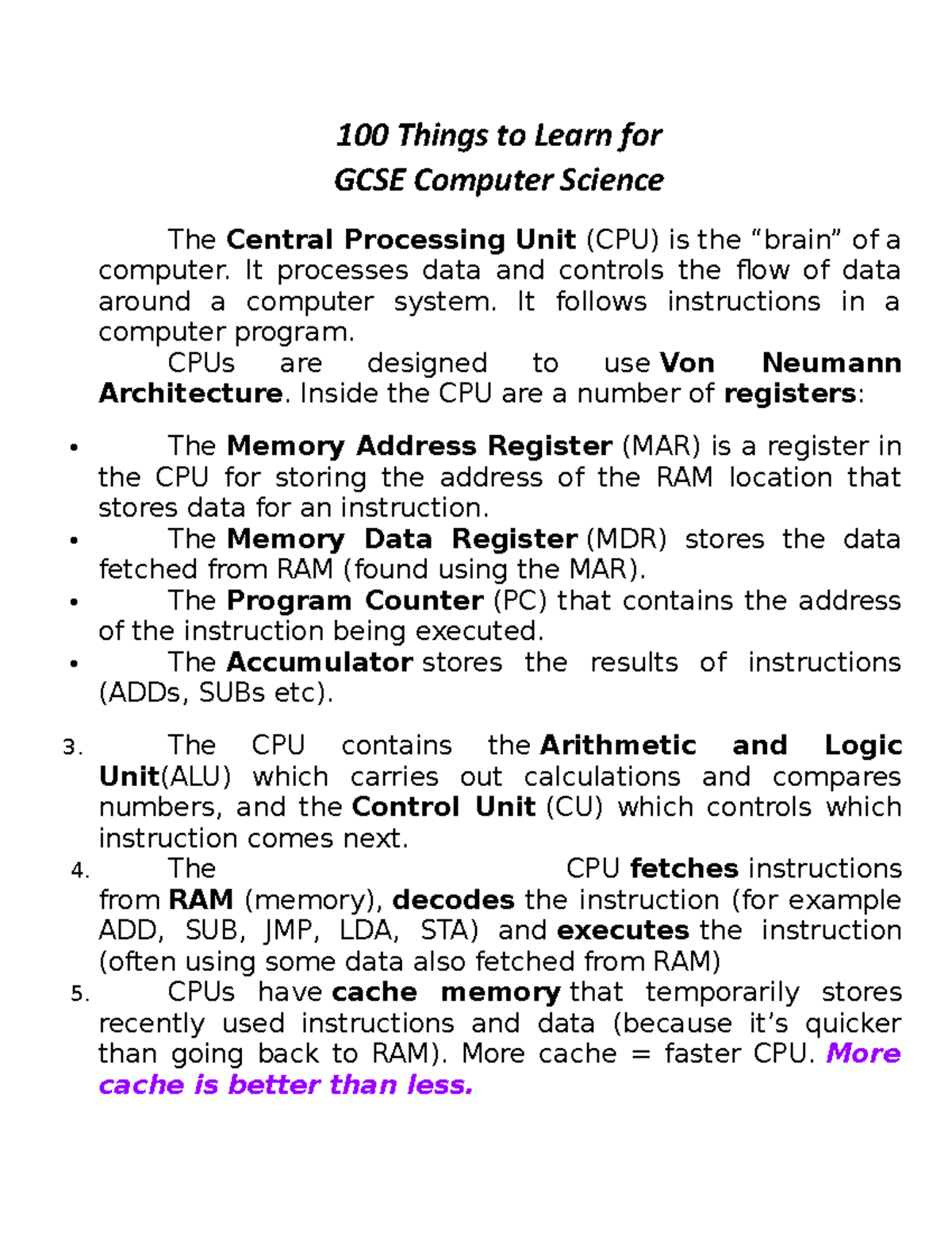 101 Things to Learn for - 100 Things to Learn for GCSE Computer Science ...