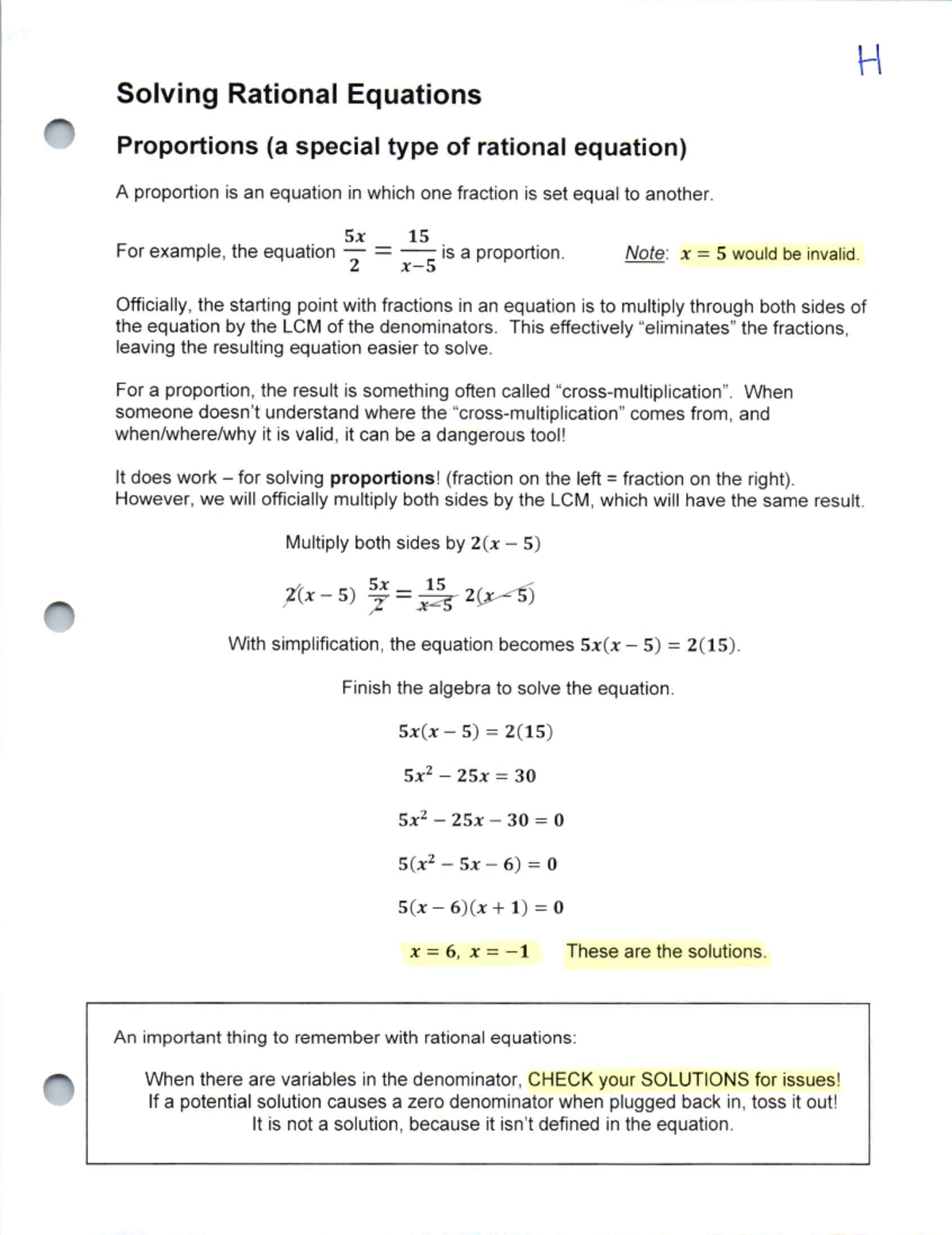 0324 Notes Filled - Algebra H - MATH 1324 - Blinn College - Studocu