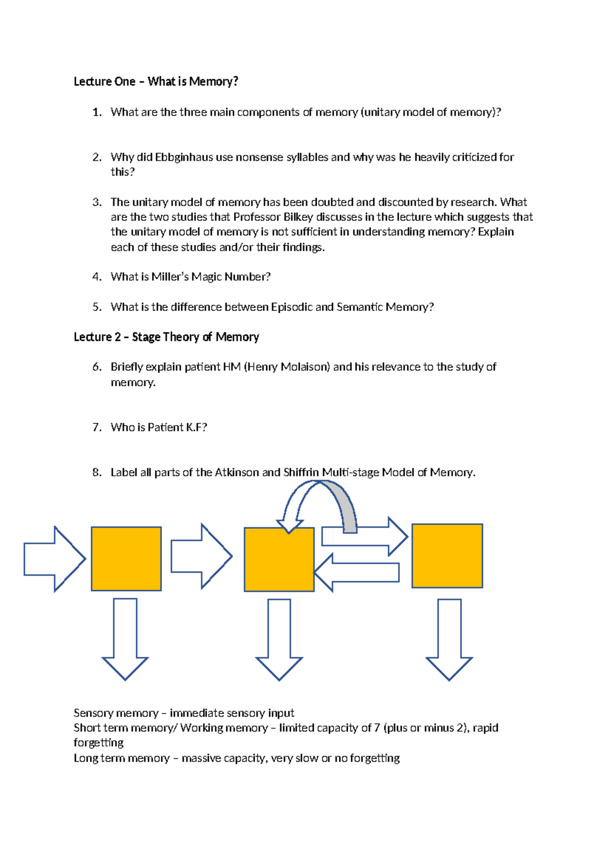 PSYC111 - Tutorial Worksheet 1 (blank copy) - Lecture One – What is ...