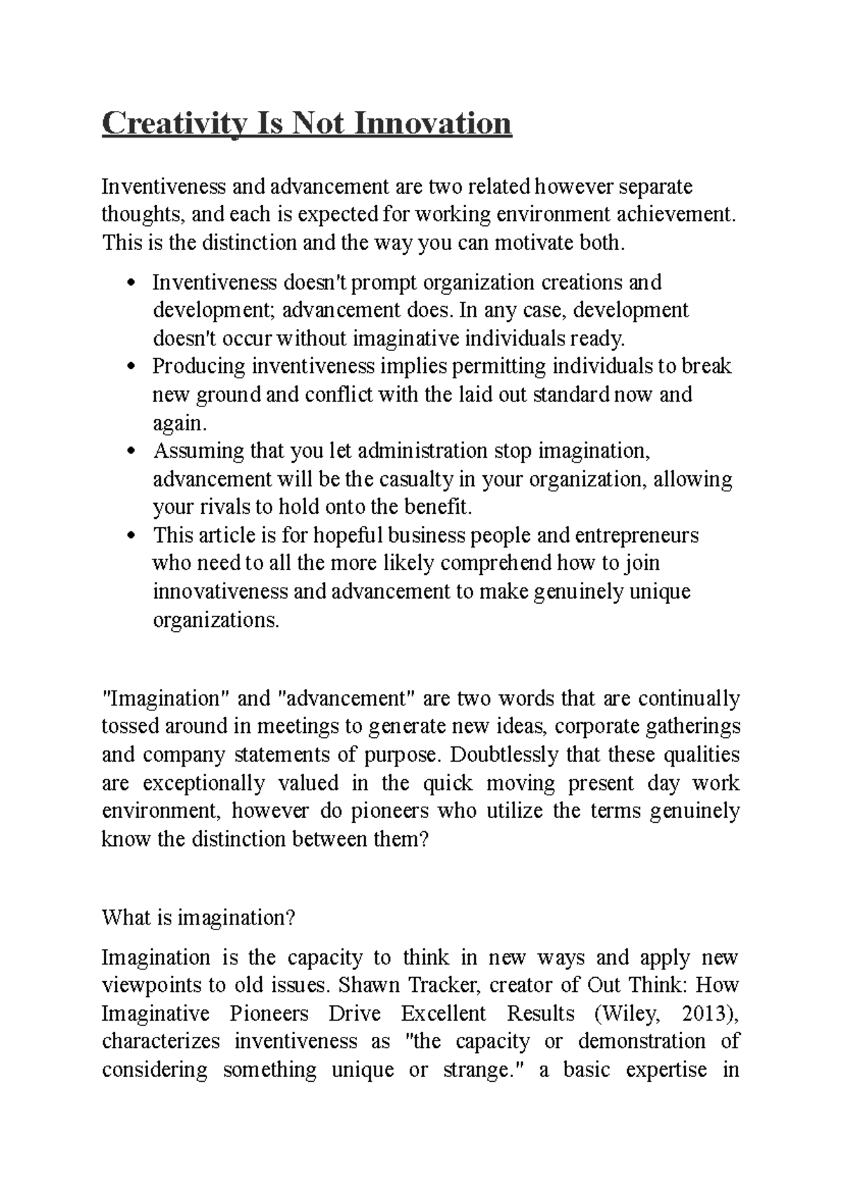 Creativity Is Not Innovation - Creativity Is Not Innovation ...