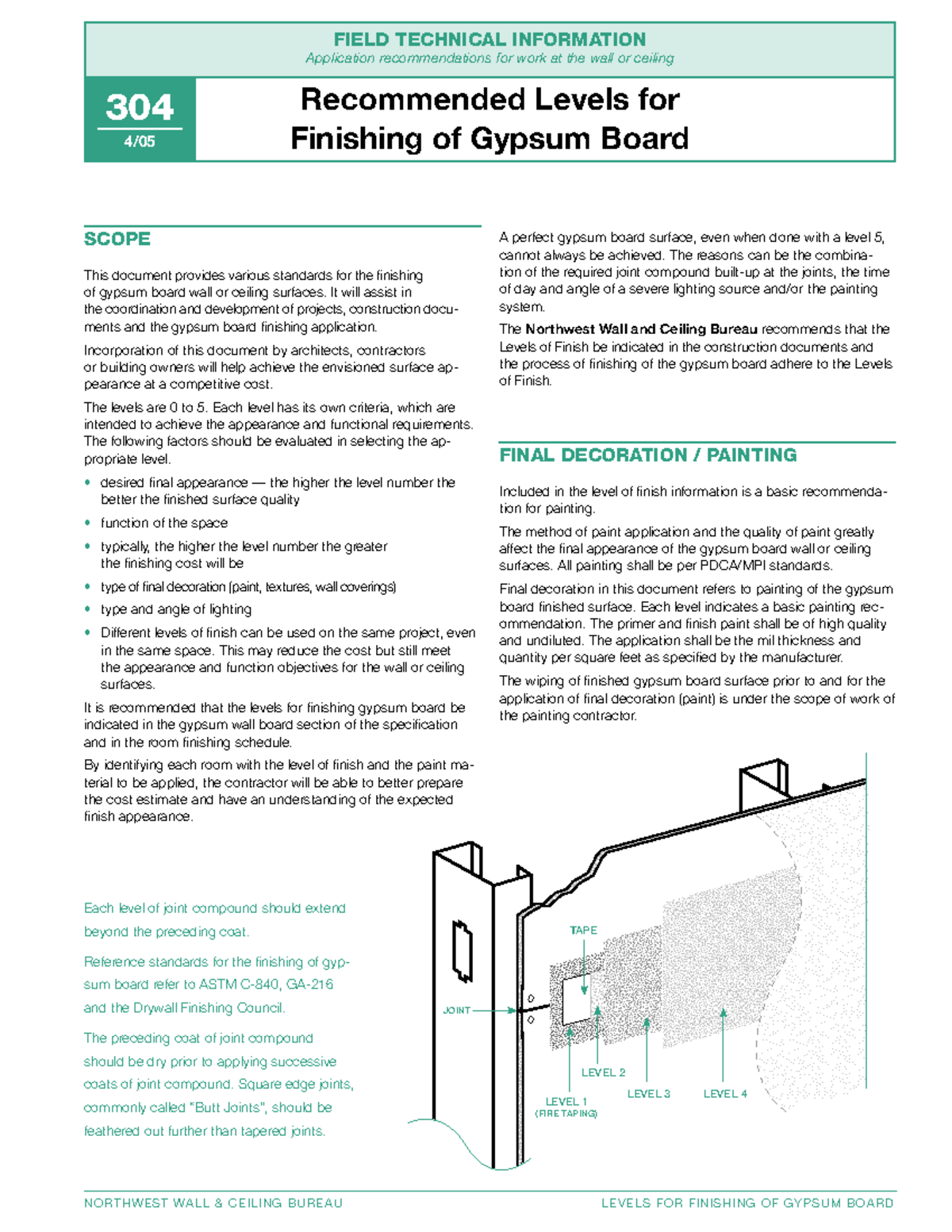 Levels of Finish 2 - auditorium - SCOPE This document provides various ...