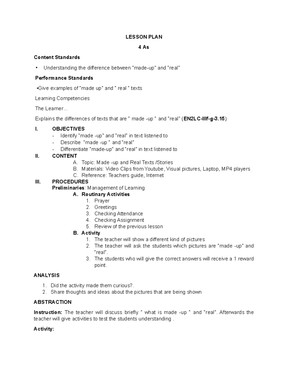 GO3- LP - Lesson Plan - BS Education - Studocu