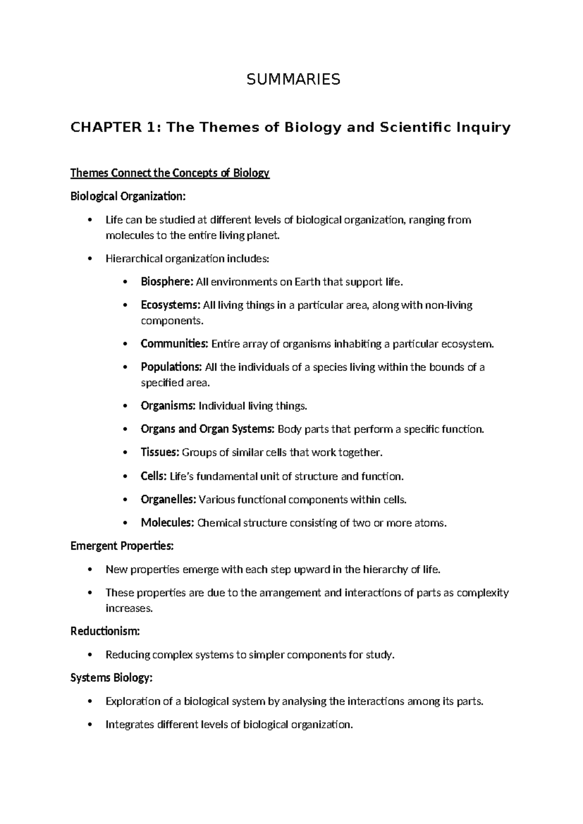 Summaries part 1 - Summary Biological Sciences For Health Sciences ...