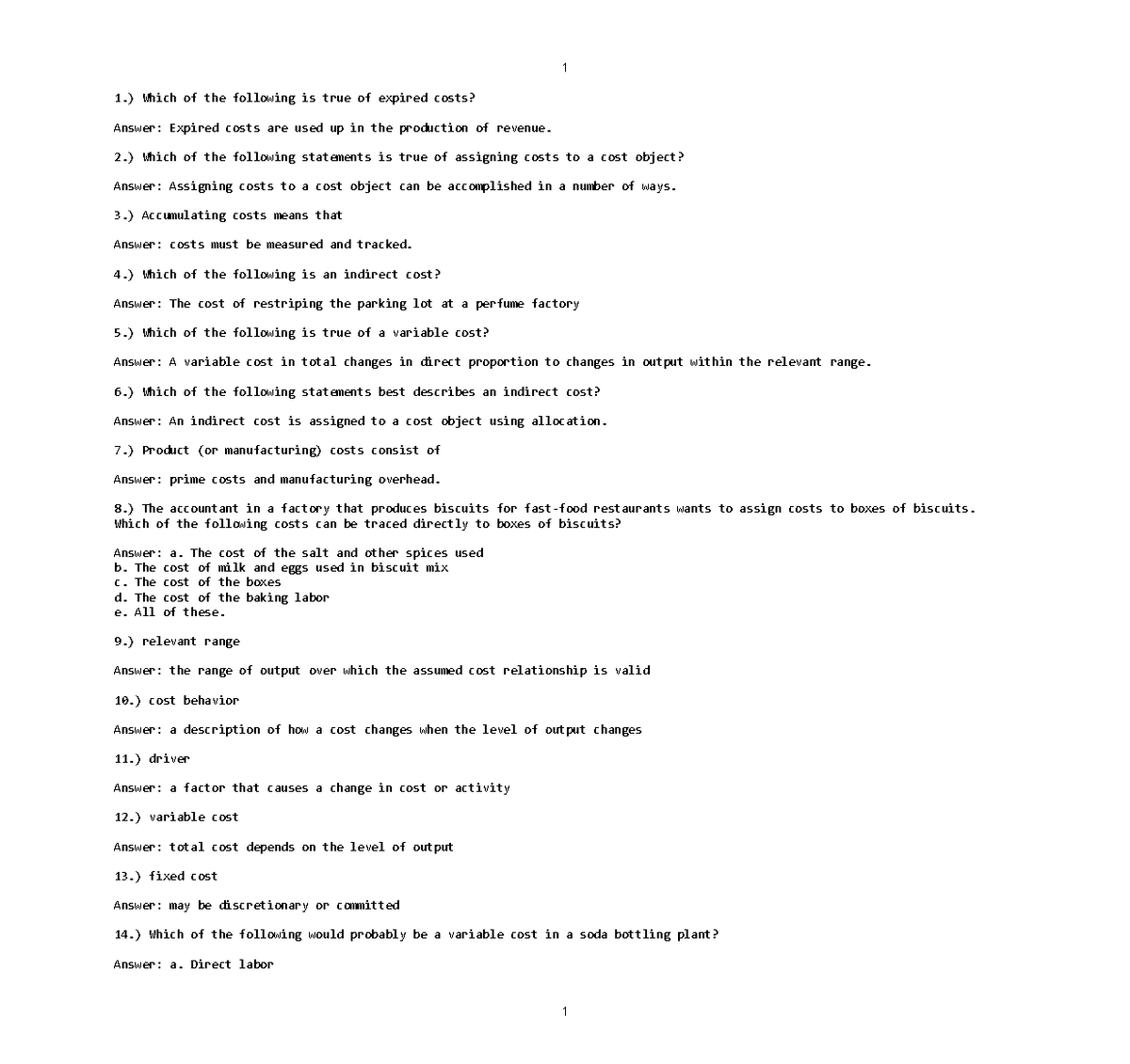 ACCT 2082 - Test 1 - 1 1.) Which of the following is true of expired ...