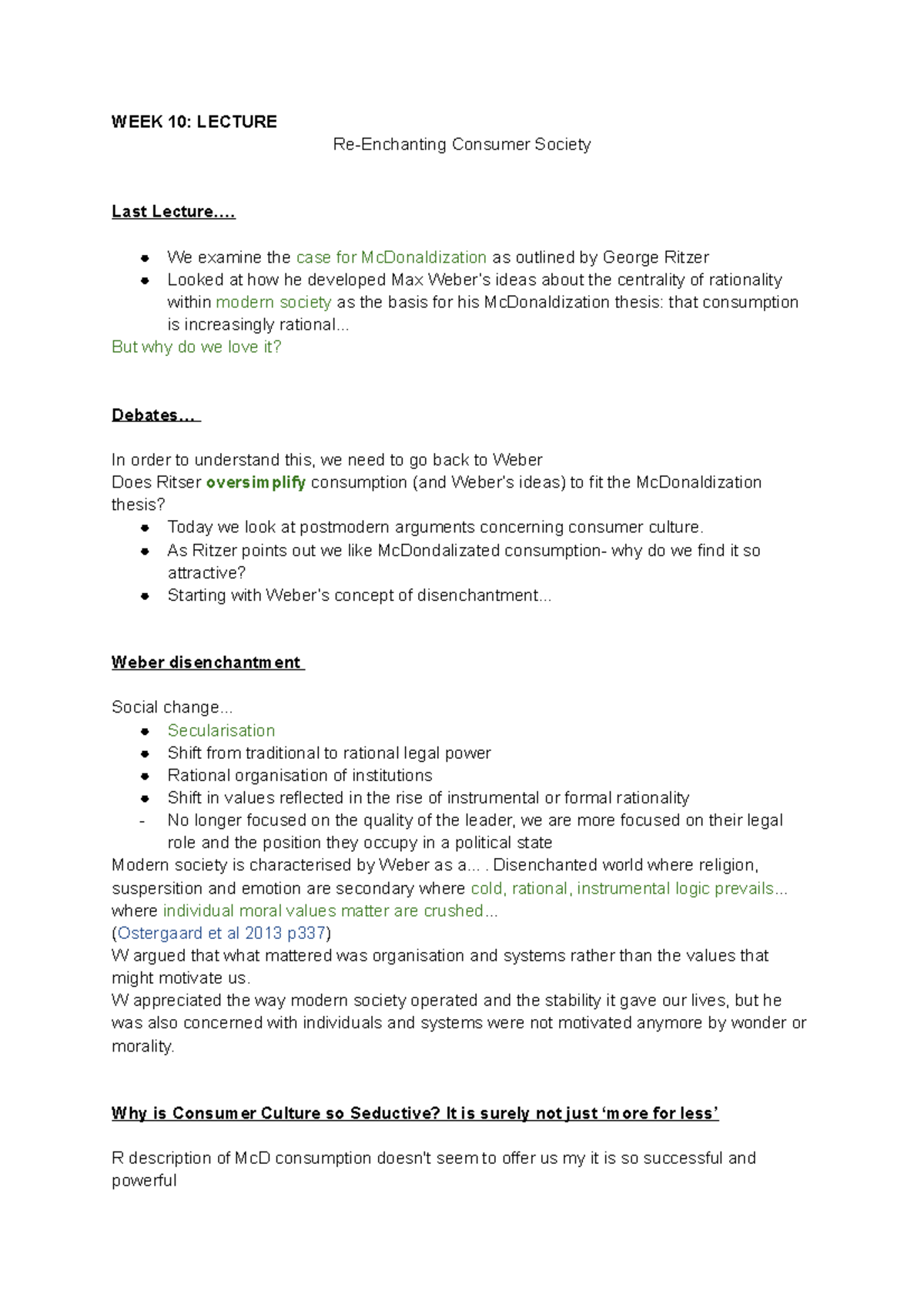 WEEK 10 Lecture-Re-Enchanting Consumer Society - WEEK 10: LECTURE Re-Enchanting Consumer Society ...