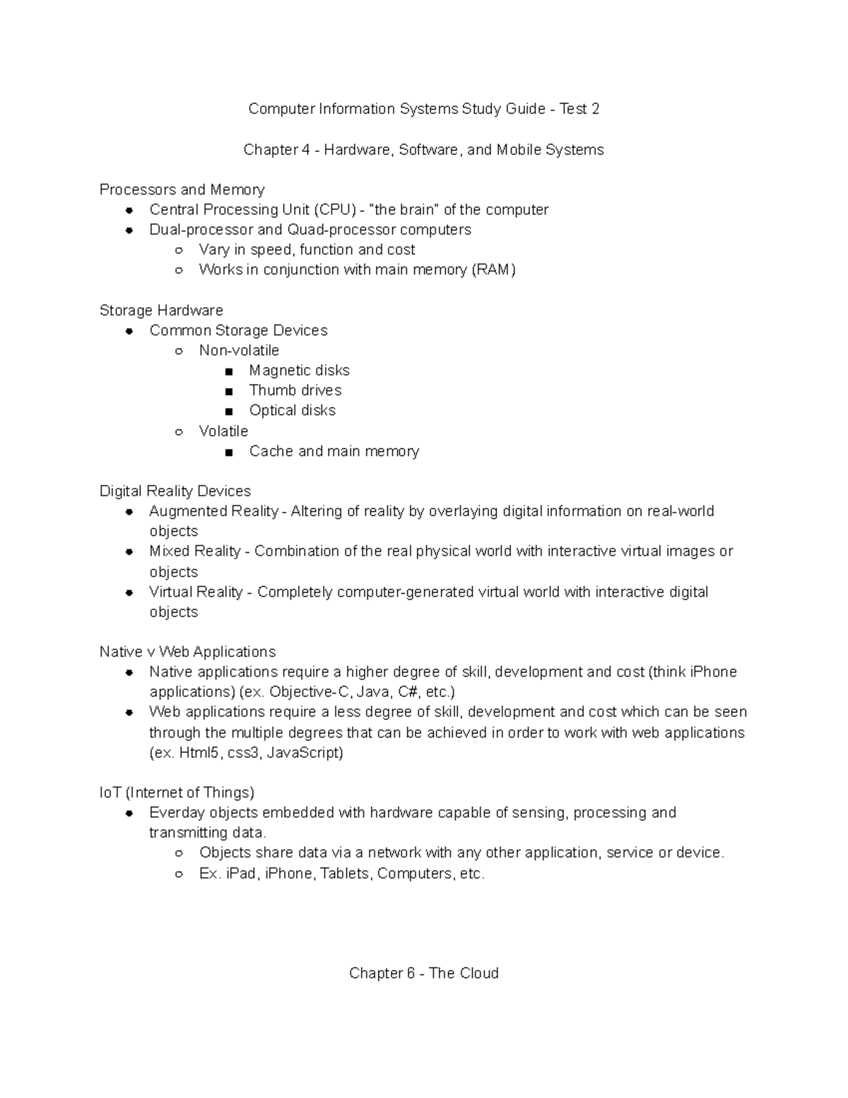 COB204 Study Guide - Test 2 - Computer Information Systems Study Guide ...