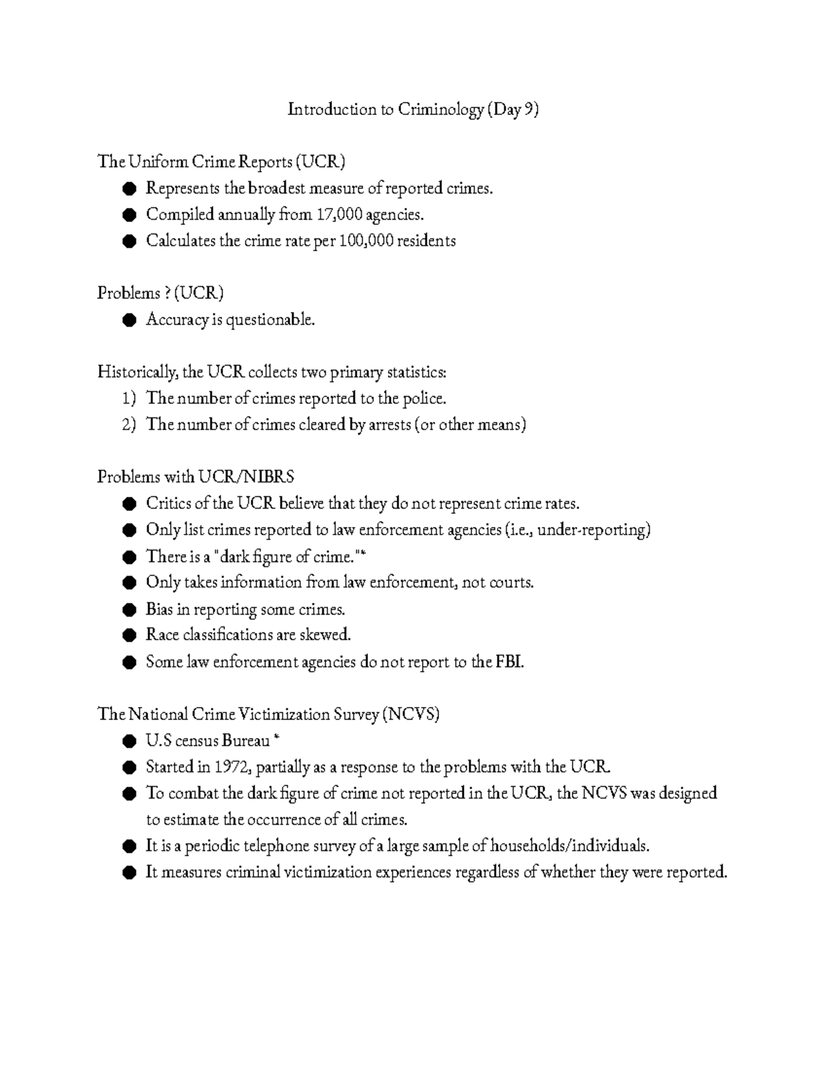 Introduction to Criminology (Day 9) - Compiled annually from 17,000 ...