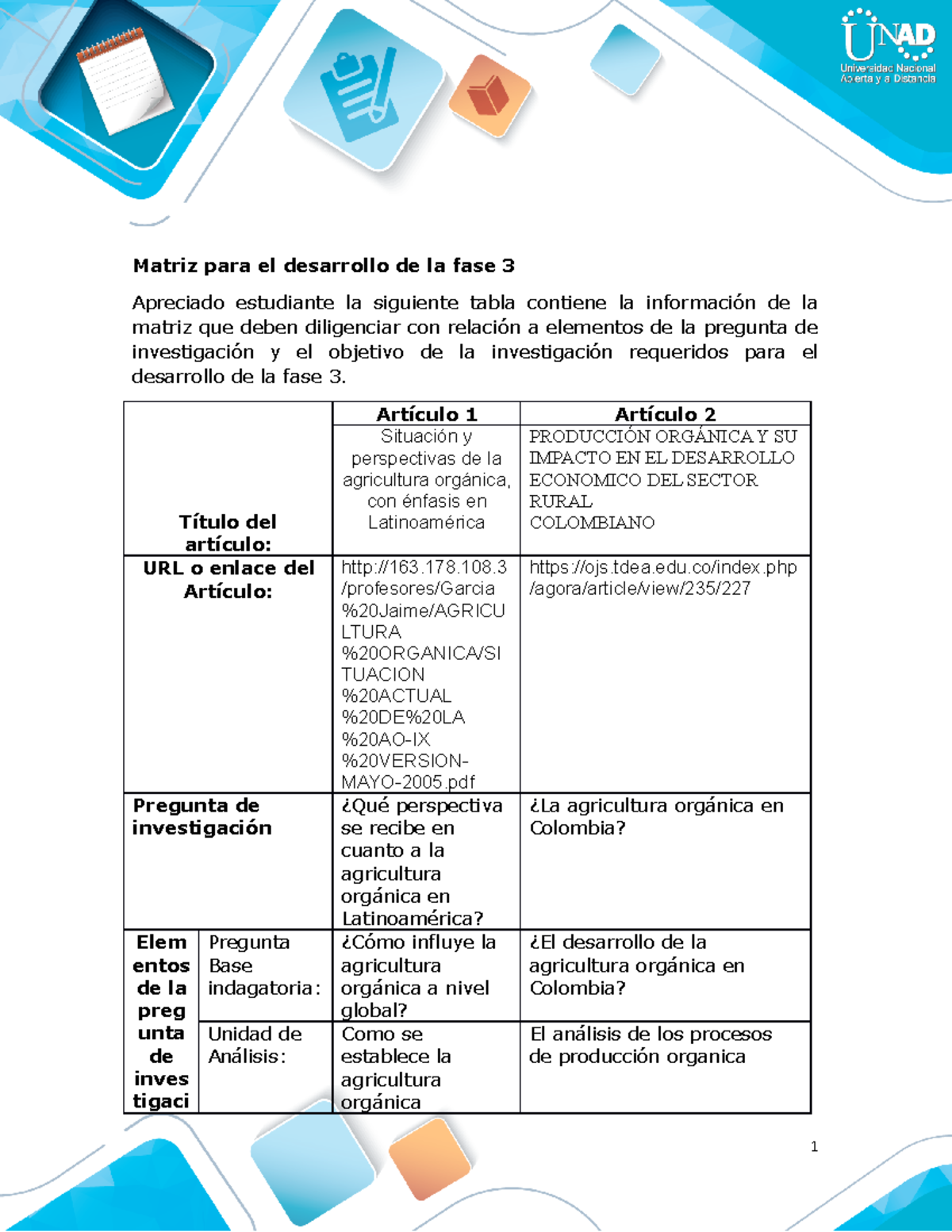 Anexo 2 - Matriz para el desarrollo de la fase 3 - Matriz para el ...
