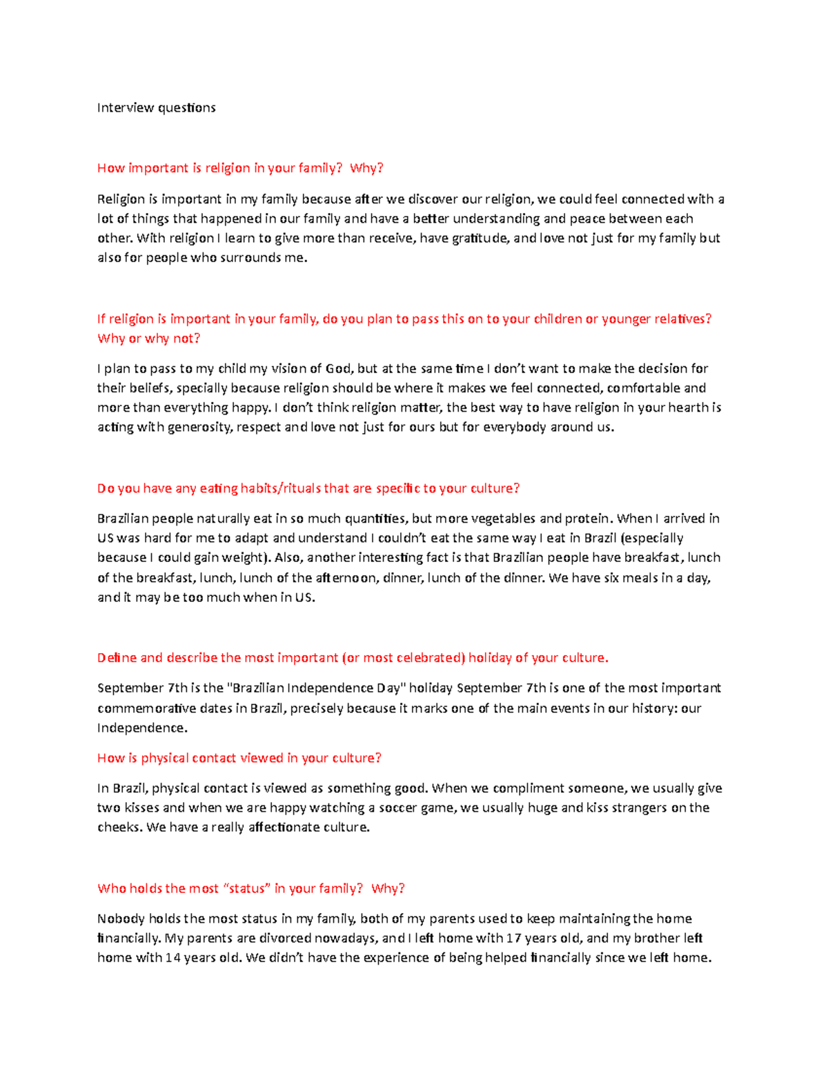 Interview questions- Communication class- Maria Cecilia - Interview ...