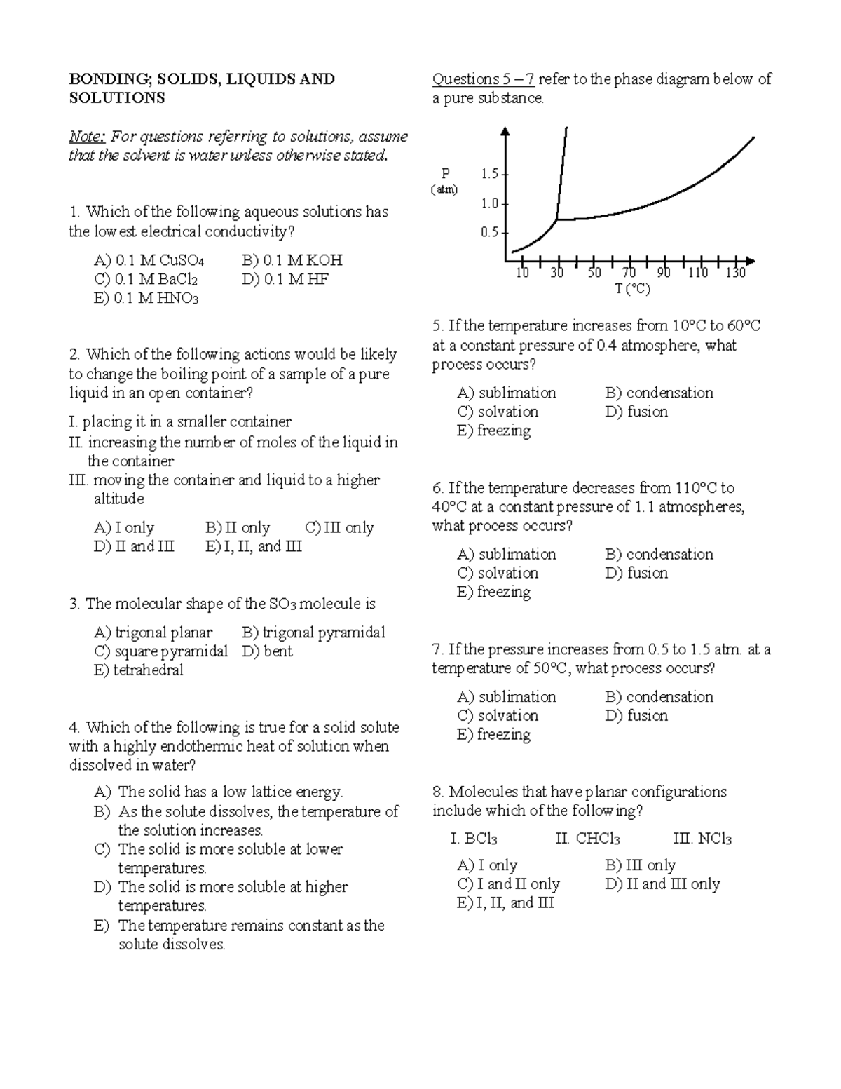 MC+bonding+solns - practical - BONDING; SOLIDS, LIQUIDS AND SOLUTIONS ...
