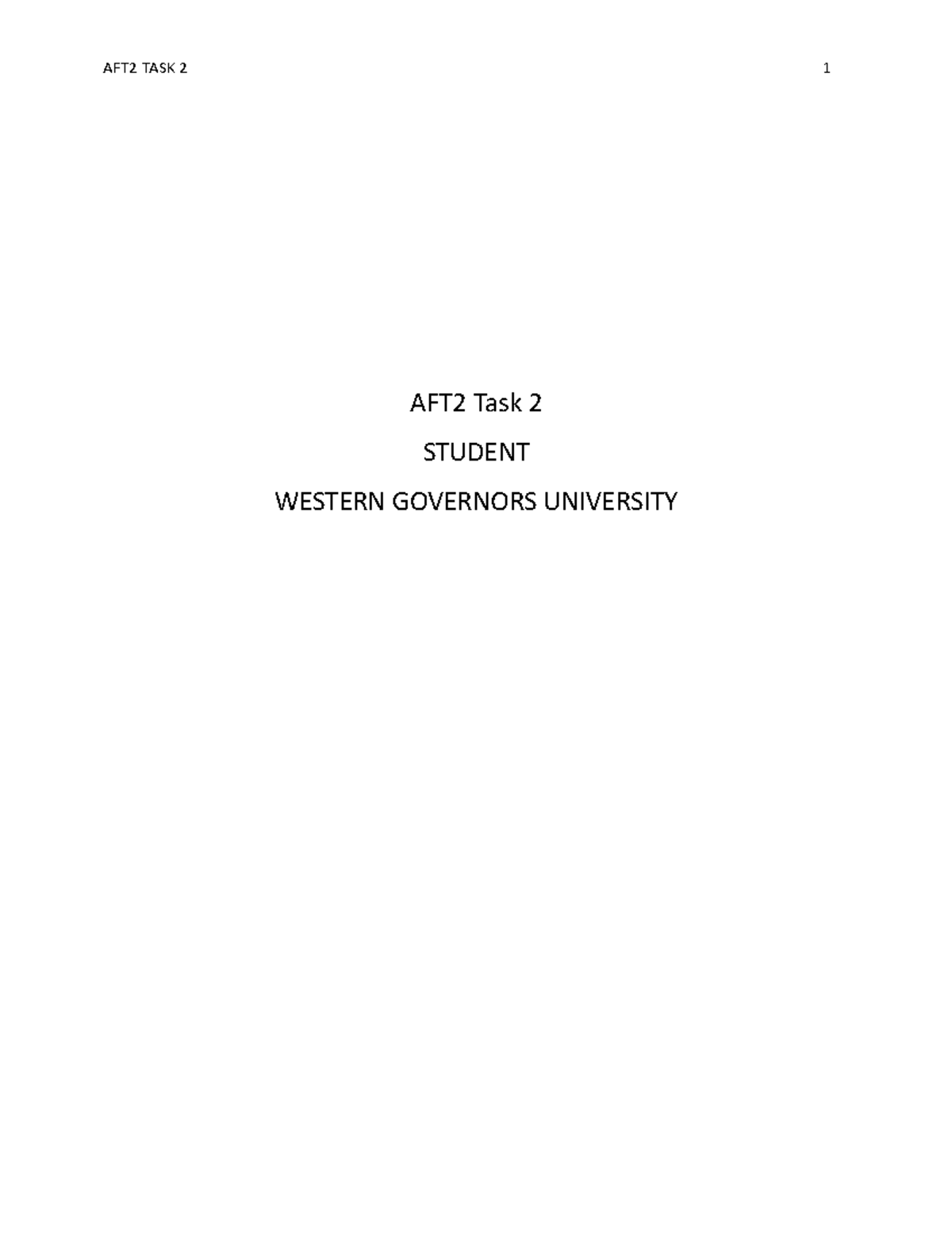 AFT2LTask 2 - Passed 1st submission - AFT2 Task 2 STUDENT WESTERN ...