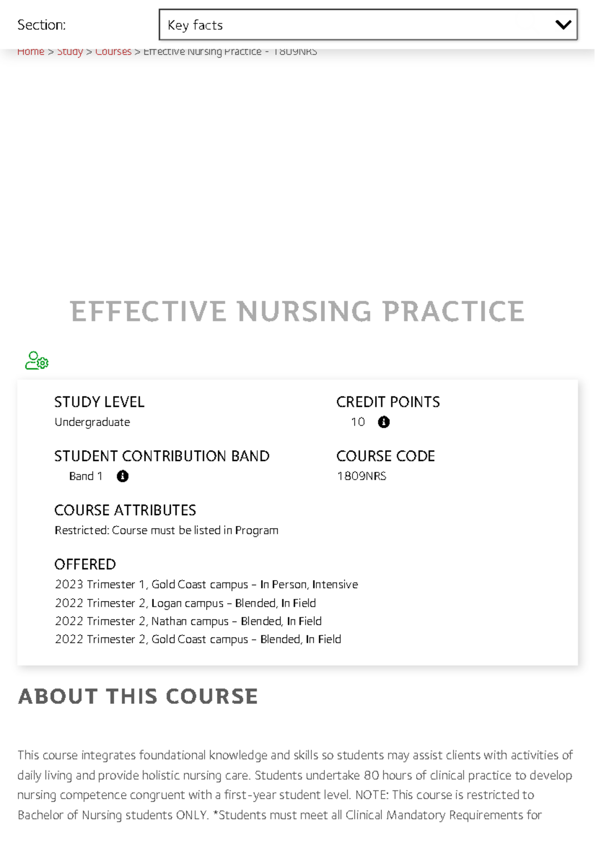 1809NRS- Effective Nursing Practice - Home > Study > Courses > Effective Nursing Practice ...