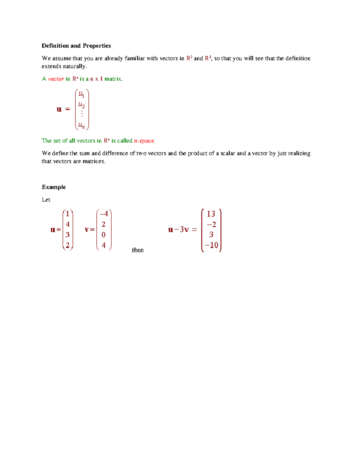Vectors Linear Algebra Warning Tt Undefined Function 32 Definition And Properties We