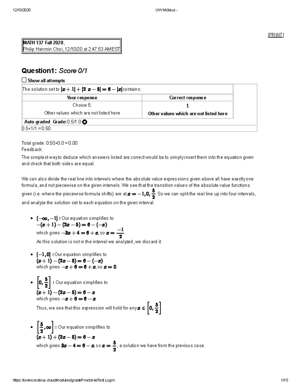 Ma01 - Grade: 76 - [PRINT] MATH 137 Fall 2020 , Philip Hanmin Choi, 12 ...