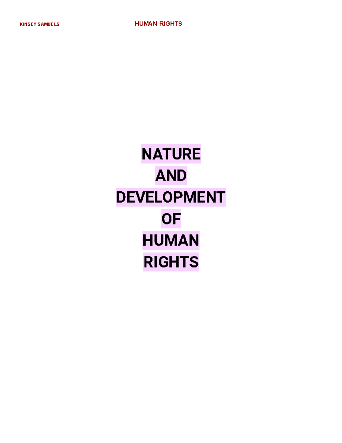 Human Rights hsc notes - NATURE AND DEVELOPMENT OF HUMAN RIGHTS THE ...