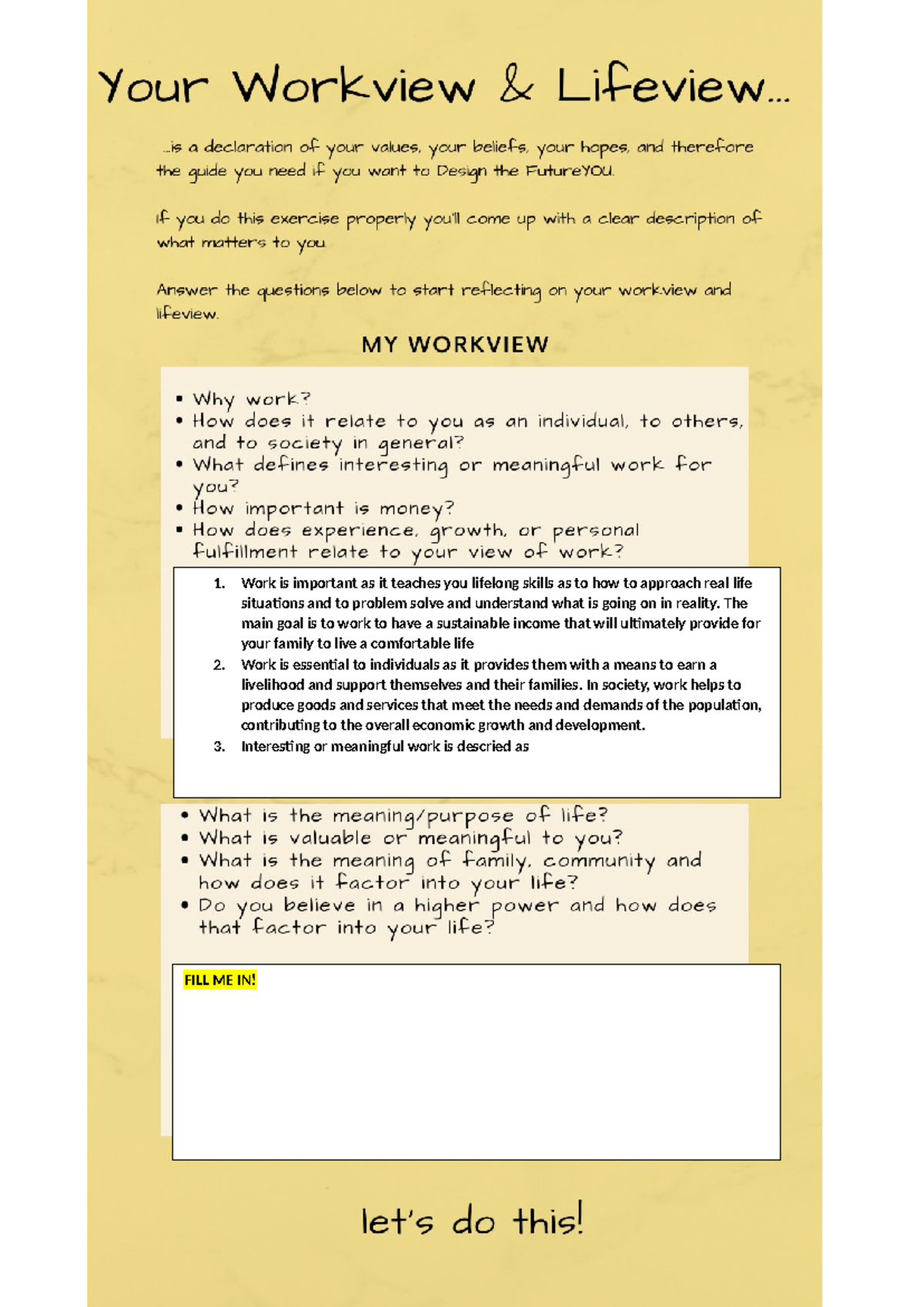 BUSS2000 Handout Workshop 1 Workview Lifeview template-1 - Work is ...