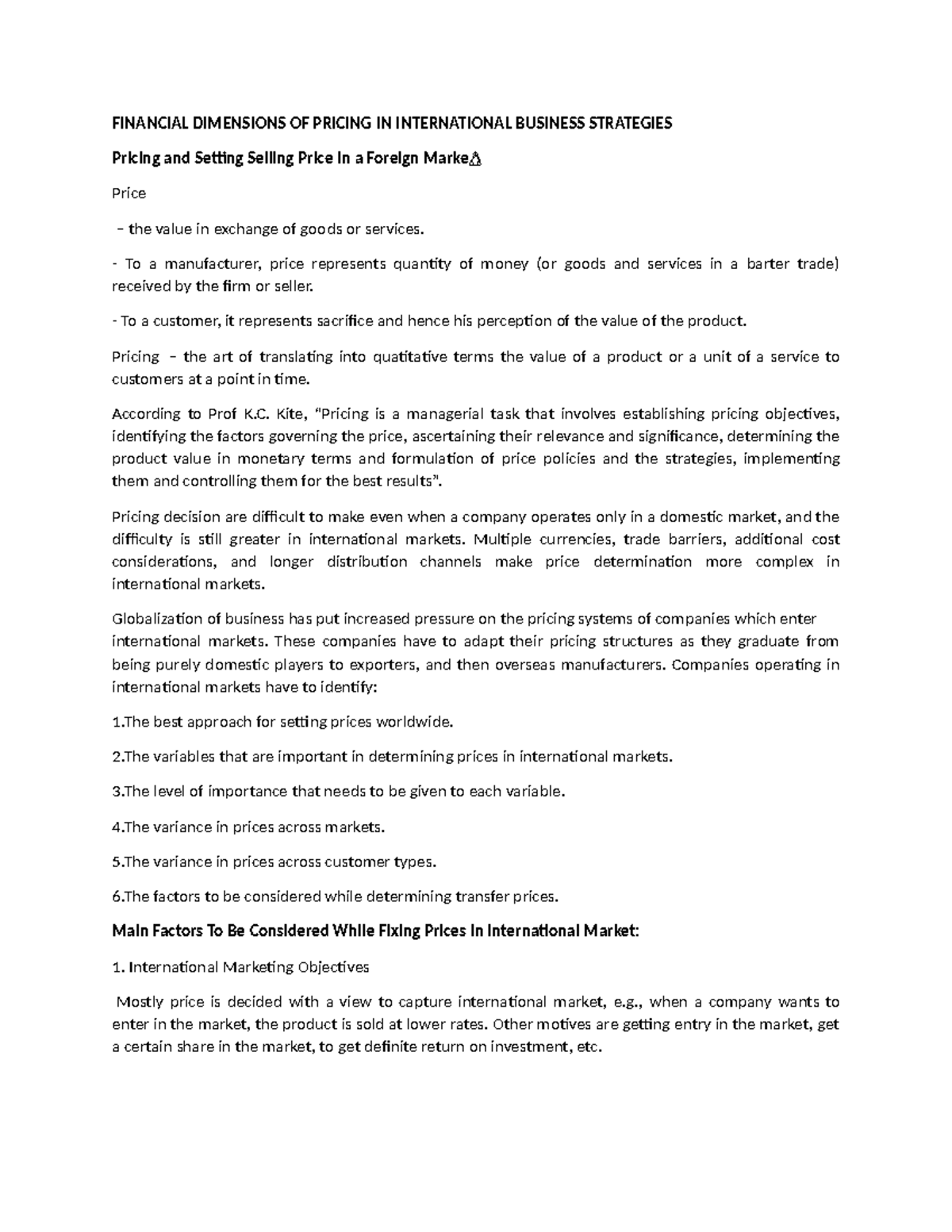 Lesson 6 Financial Dimensions OF Pricing - FINANCIAL DIMENSIONS OF ...